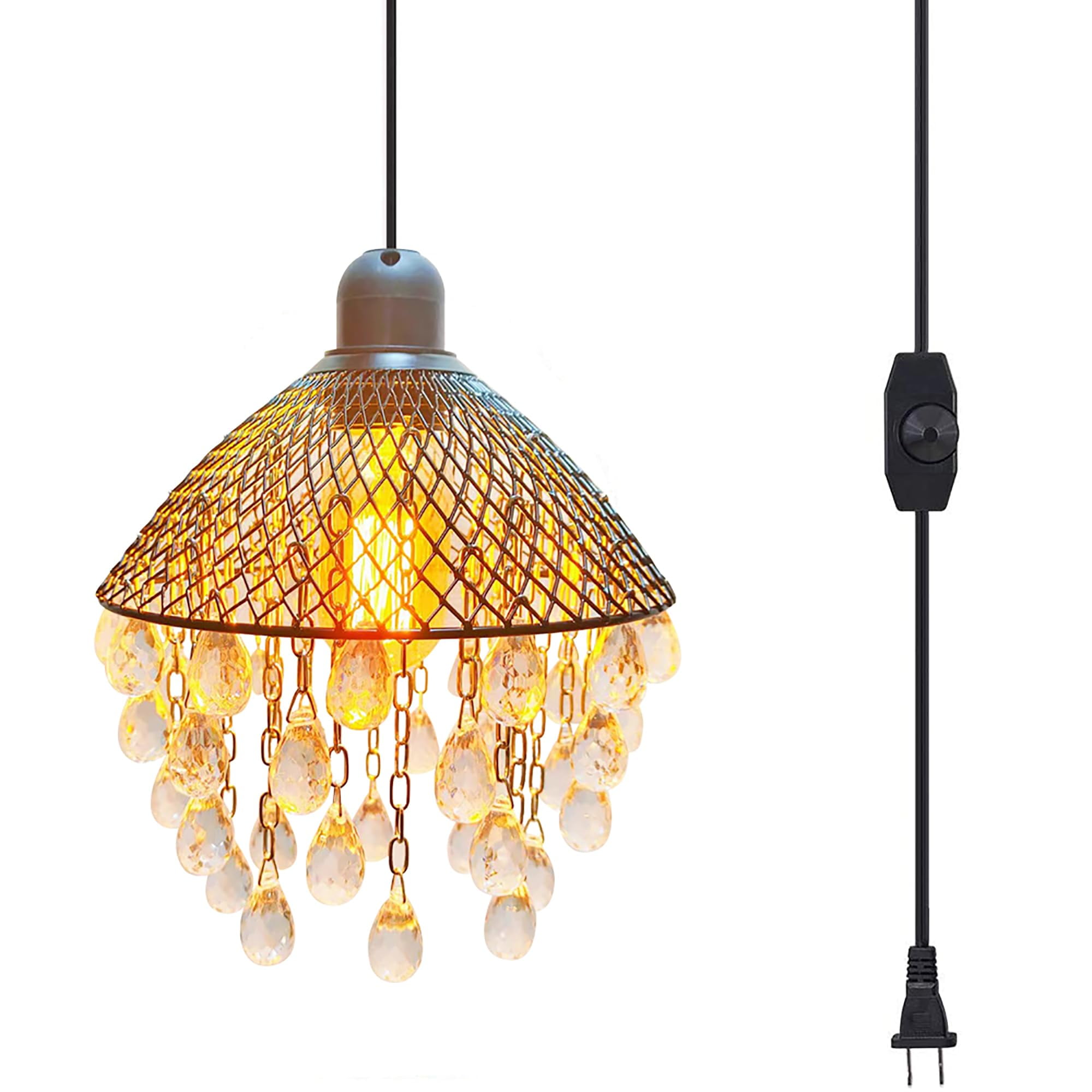 Kiven Plug in Pendant Light, Farmhouse Hanging Light Fixture with Iron ...