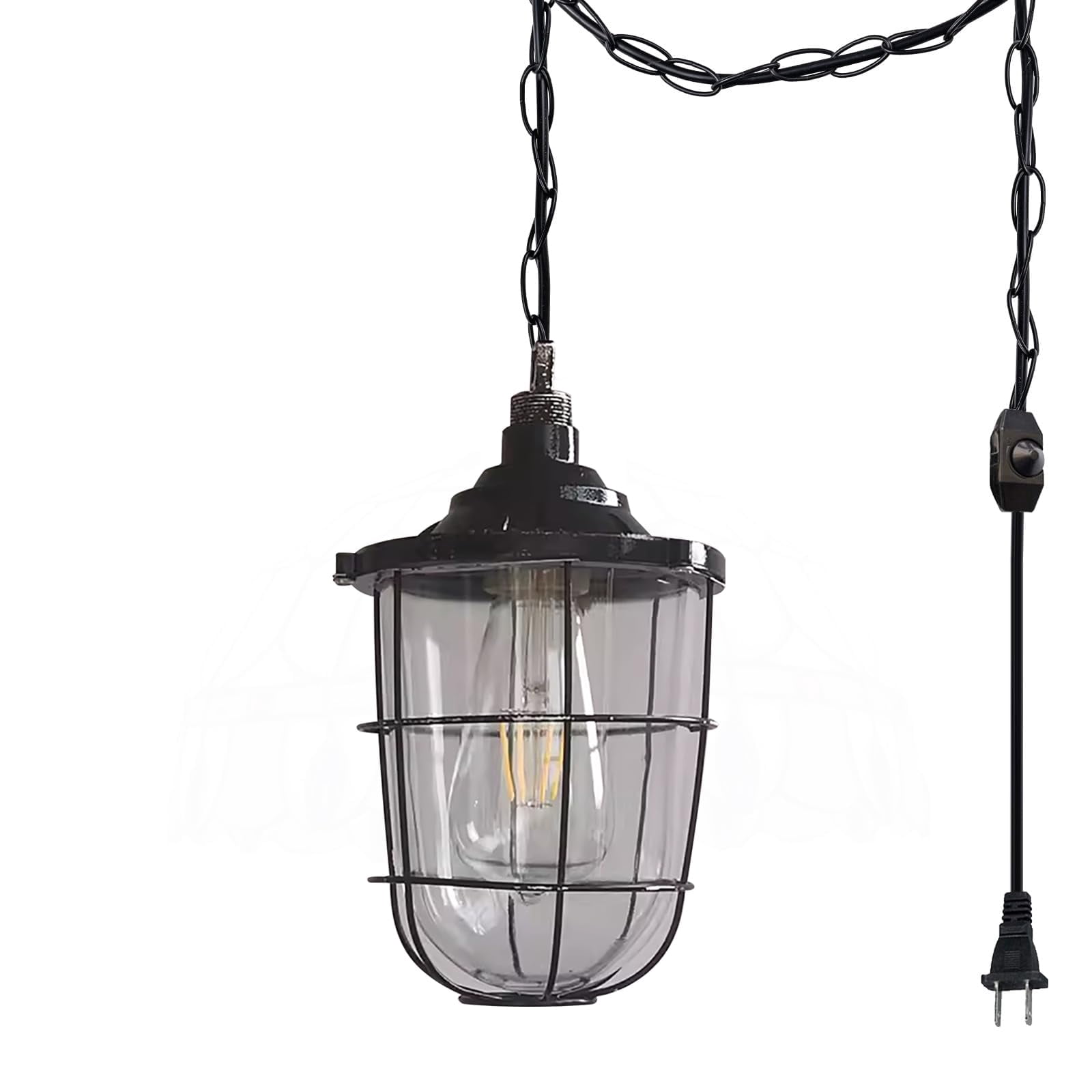 Kiven Plug in Pendant Light, Farmhouse Hanging Light Fixture with Iron ...