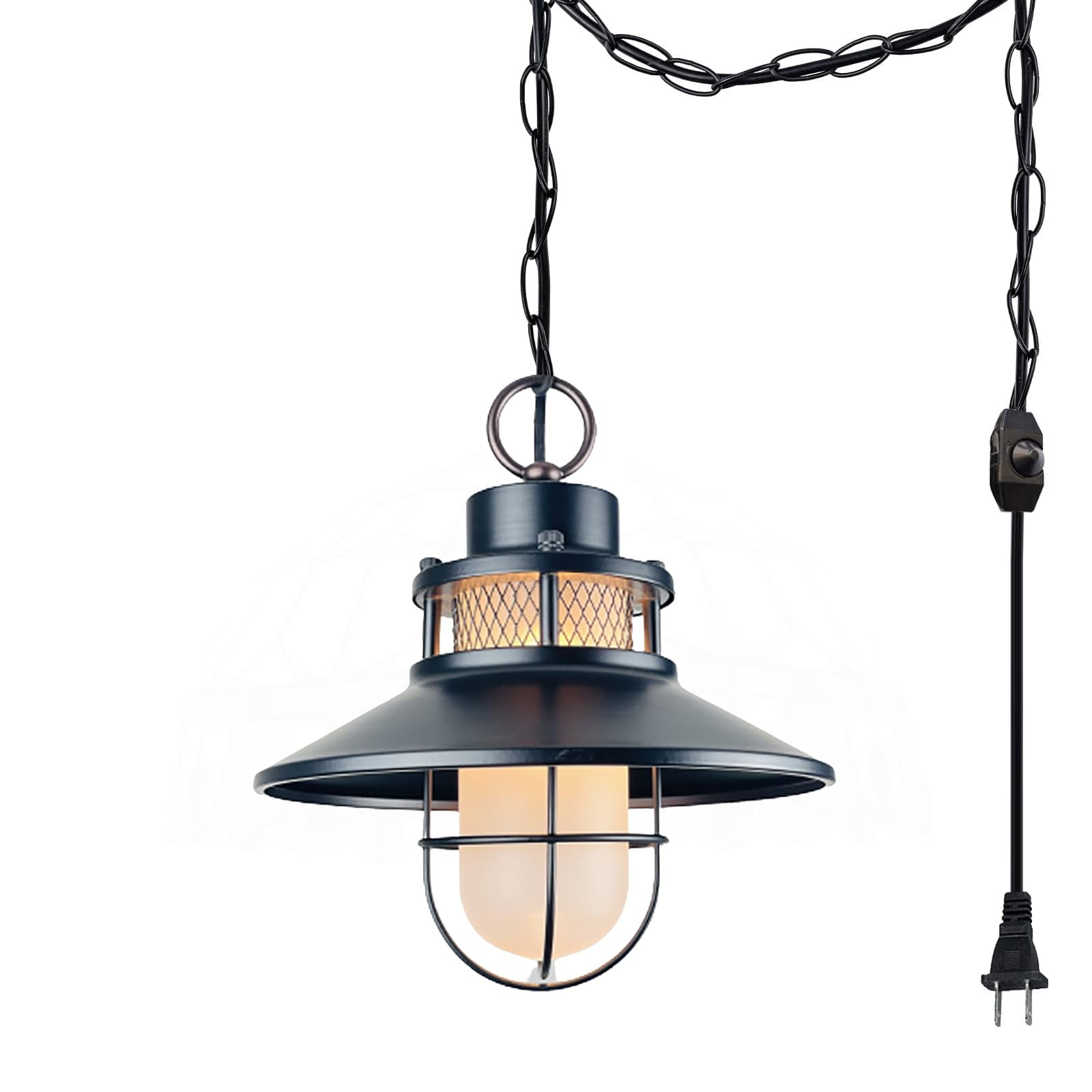 Kiven Plug in Pendant Light, Farmhouse Hanging Light Fixture with Iron ...