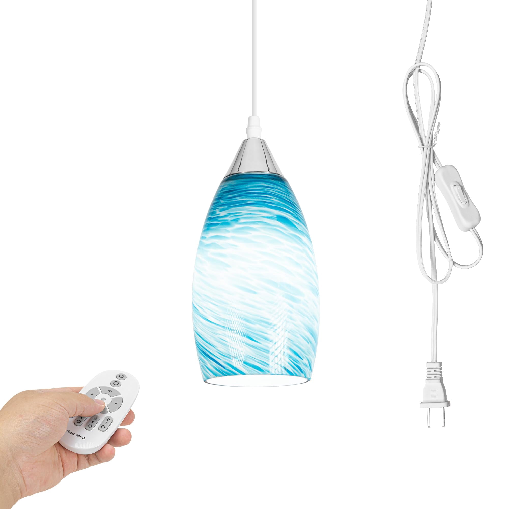 Kiven Plug in Pendant Light, Farmhouse Hanging Light Fixture with ...