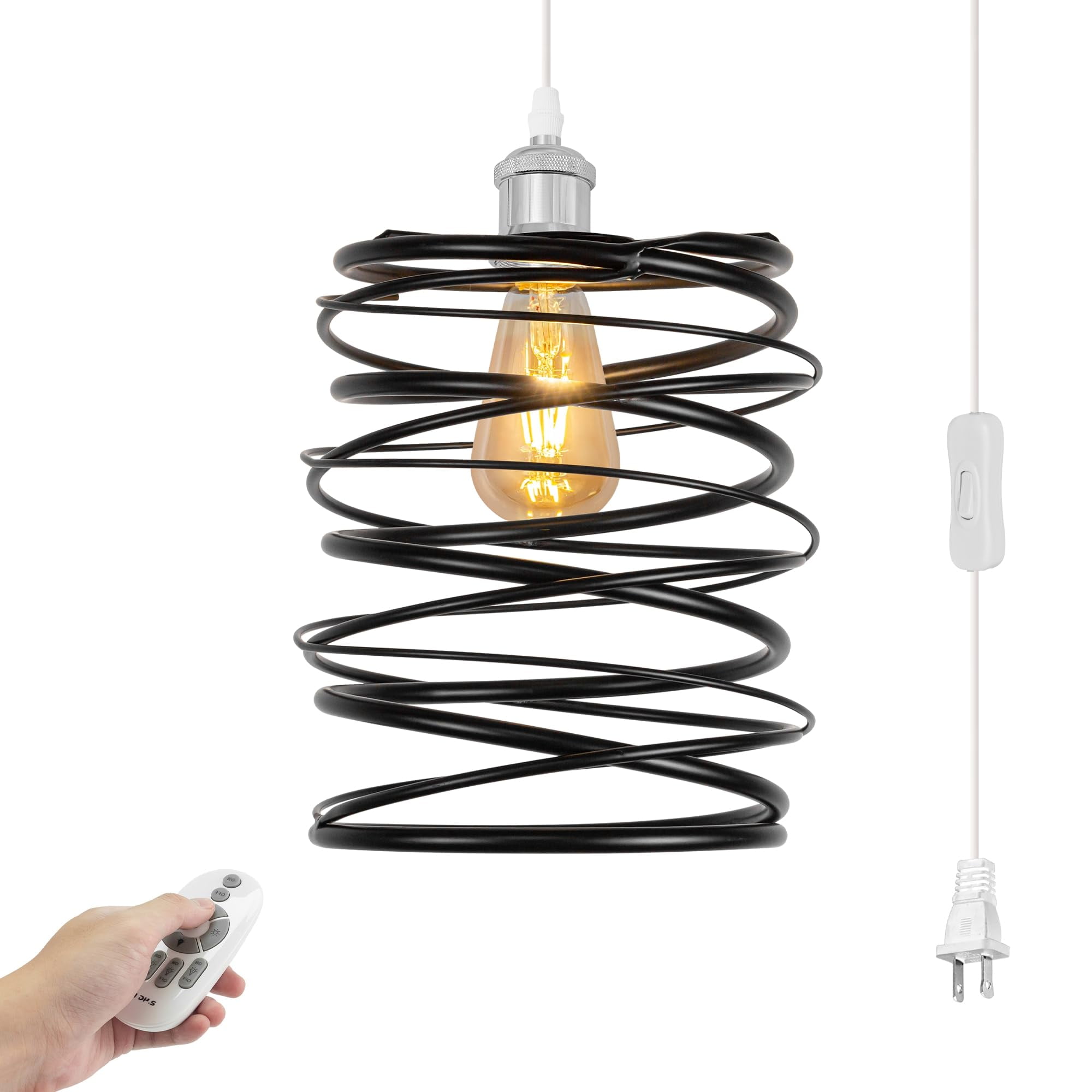 Kiven Plug in Pendant Light, Farmhouse Hanging Light Fixture with ...