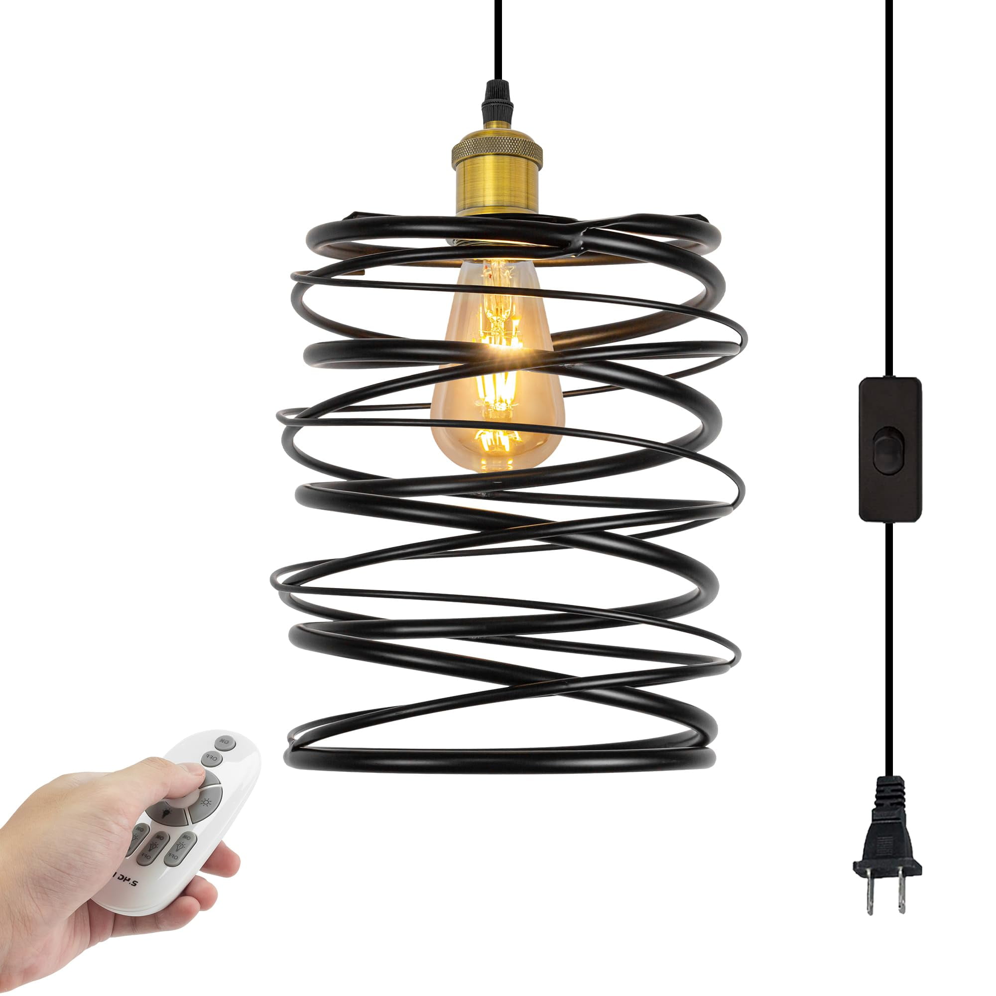Kiven Plug in Pendant Light, Farmhouse Hanging Light Fixture with ...