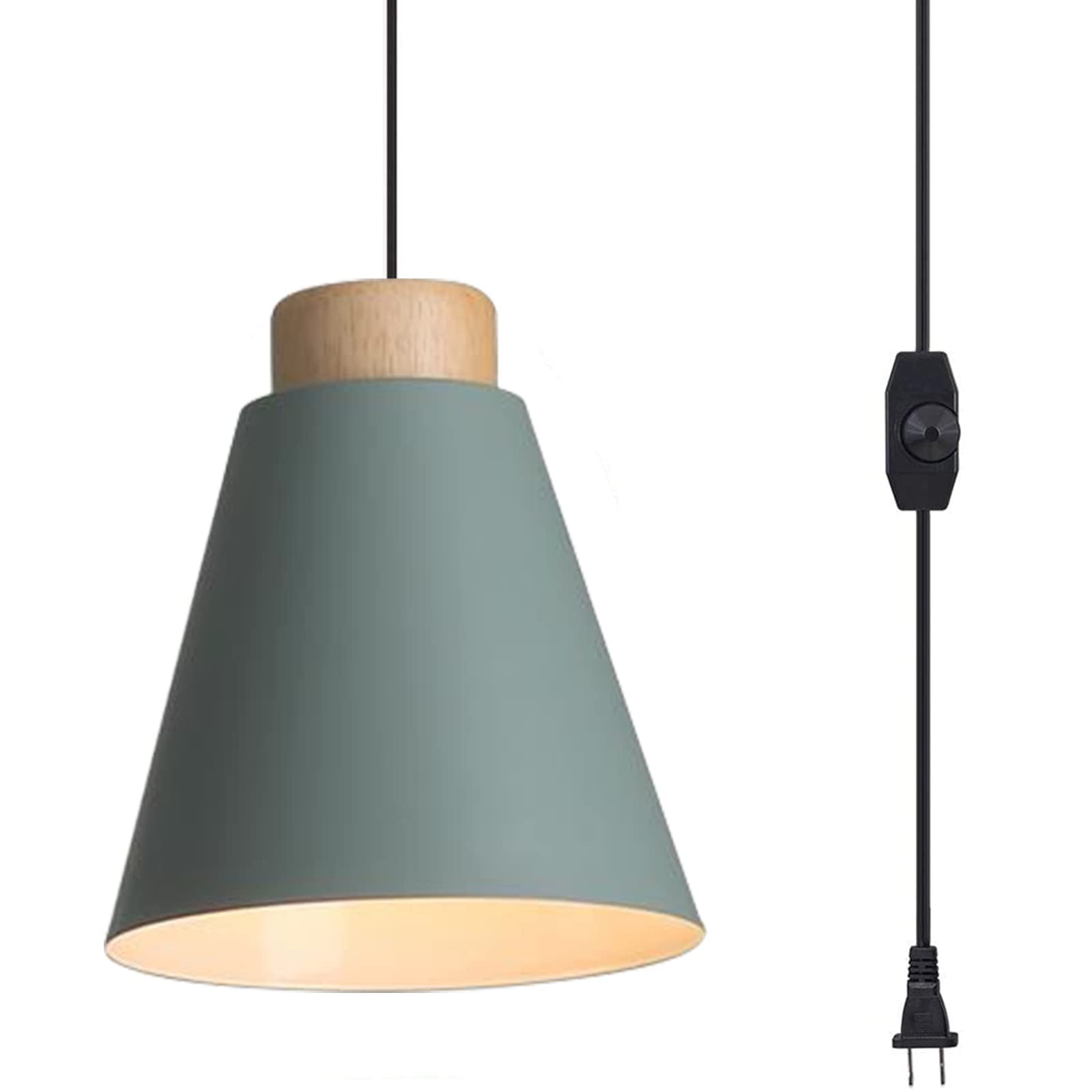 Kiven Plug in Pendant Light,Green Modern Hanging Light Fixture with ...