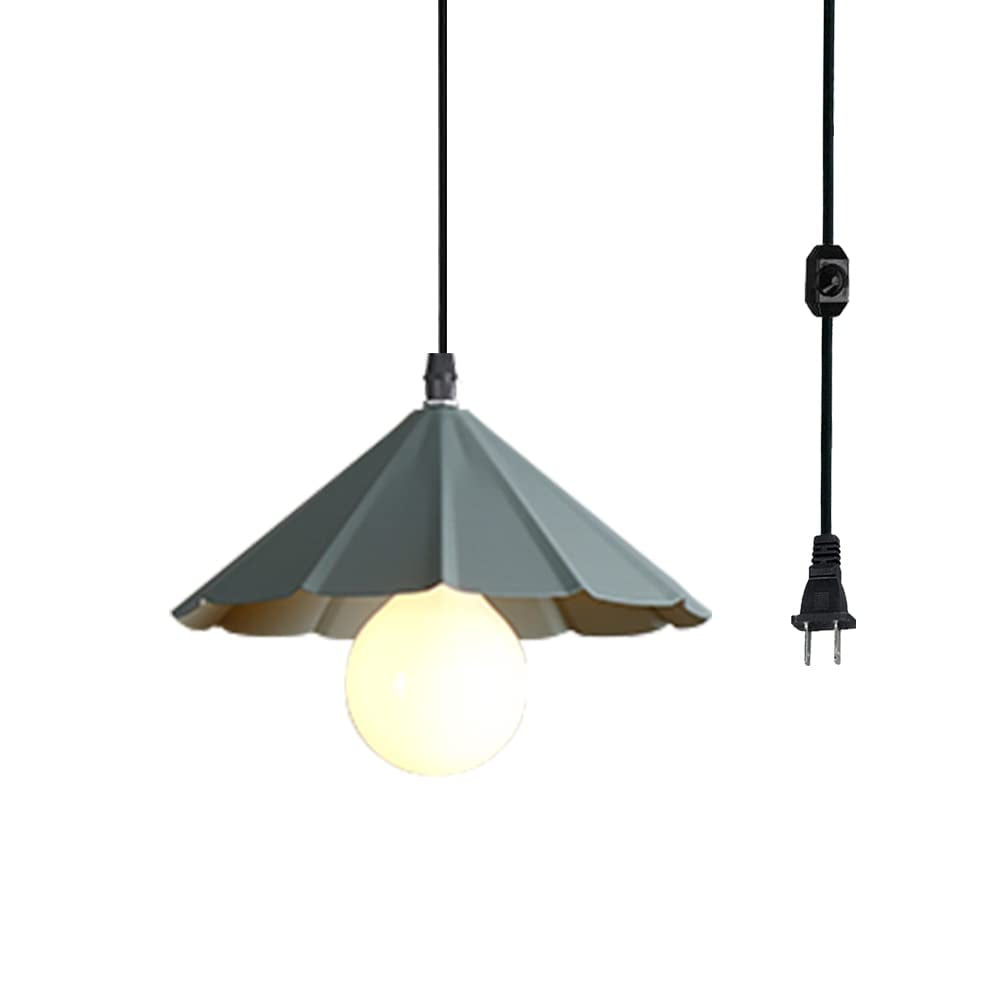 Kiven Plug in Pendant Light,Green Modern Hanging Light Fixture with ...