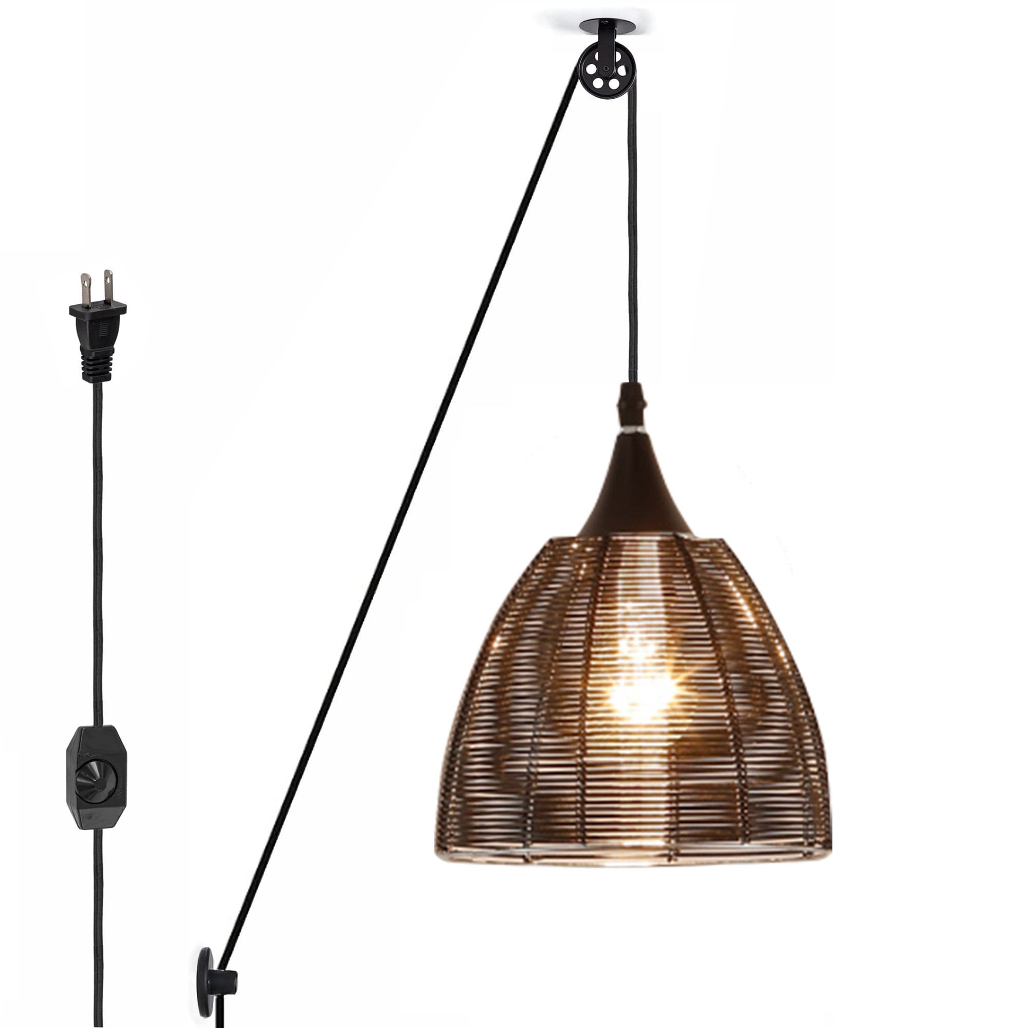 Kiven Plug in Pendant Light, Hanging Light with Aluminum Lampshade ...