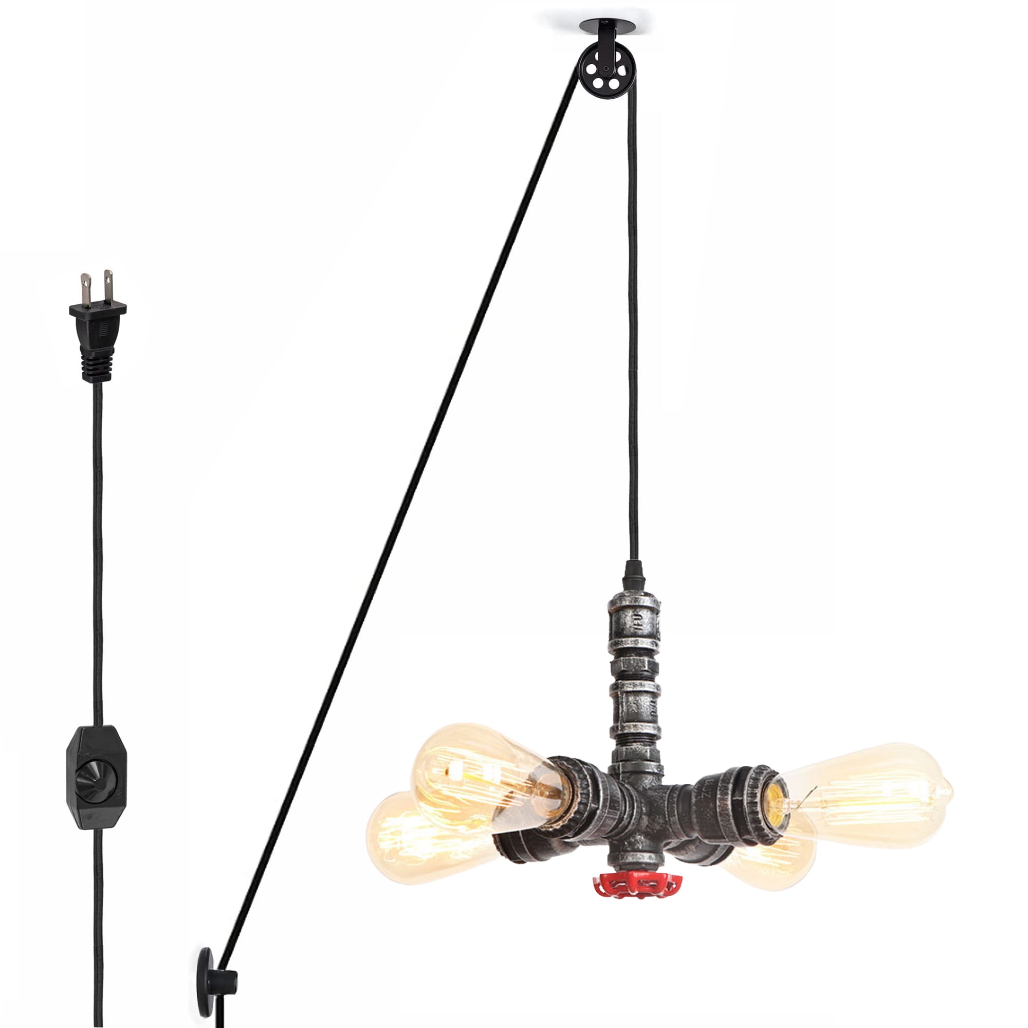 Kiven Plug in Pendant Light,Industrial Hanging Light and 15FT Plug-in Cord and Dimmer Switch ...