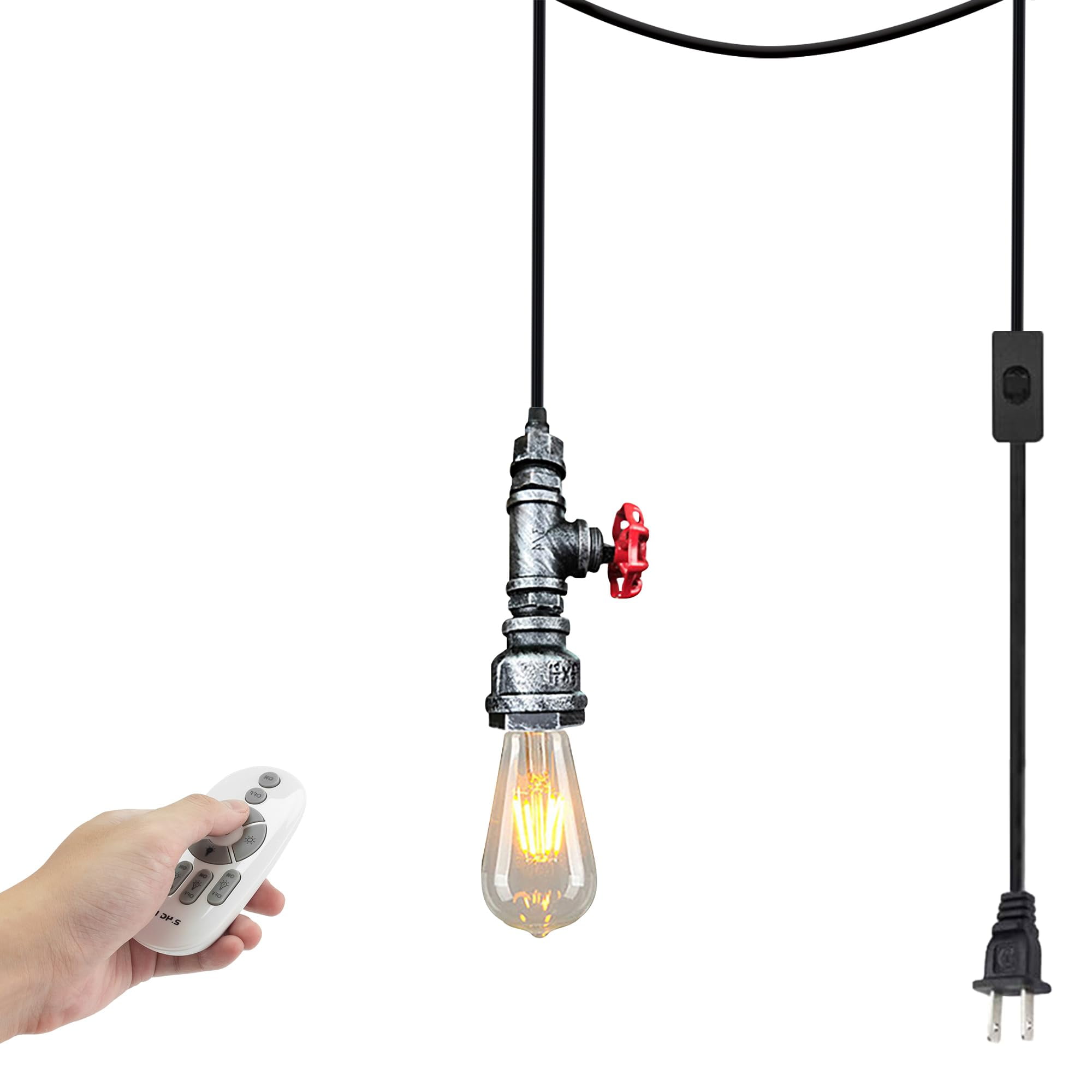 Kiven Plug in Pendant Light,Industrial Hanging Light and 15FT Plug-in ...