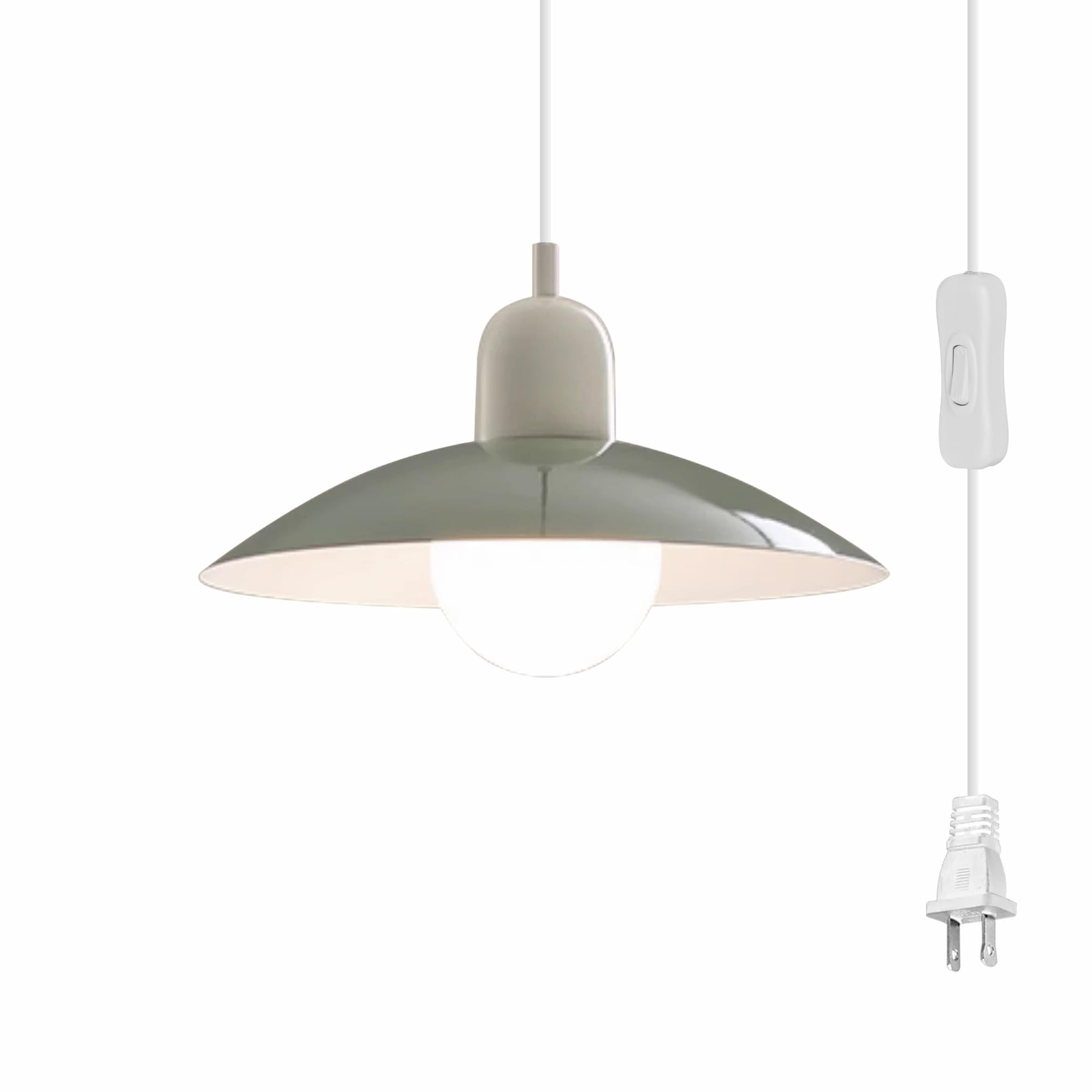 Kiven Plug in Pendant Light, Modern Green Hanging Light Fixture with ...