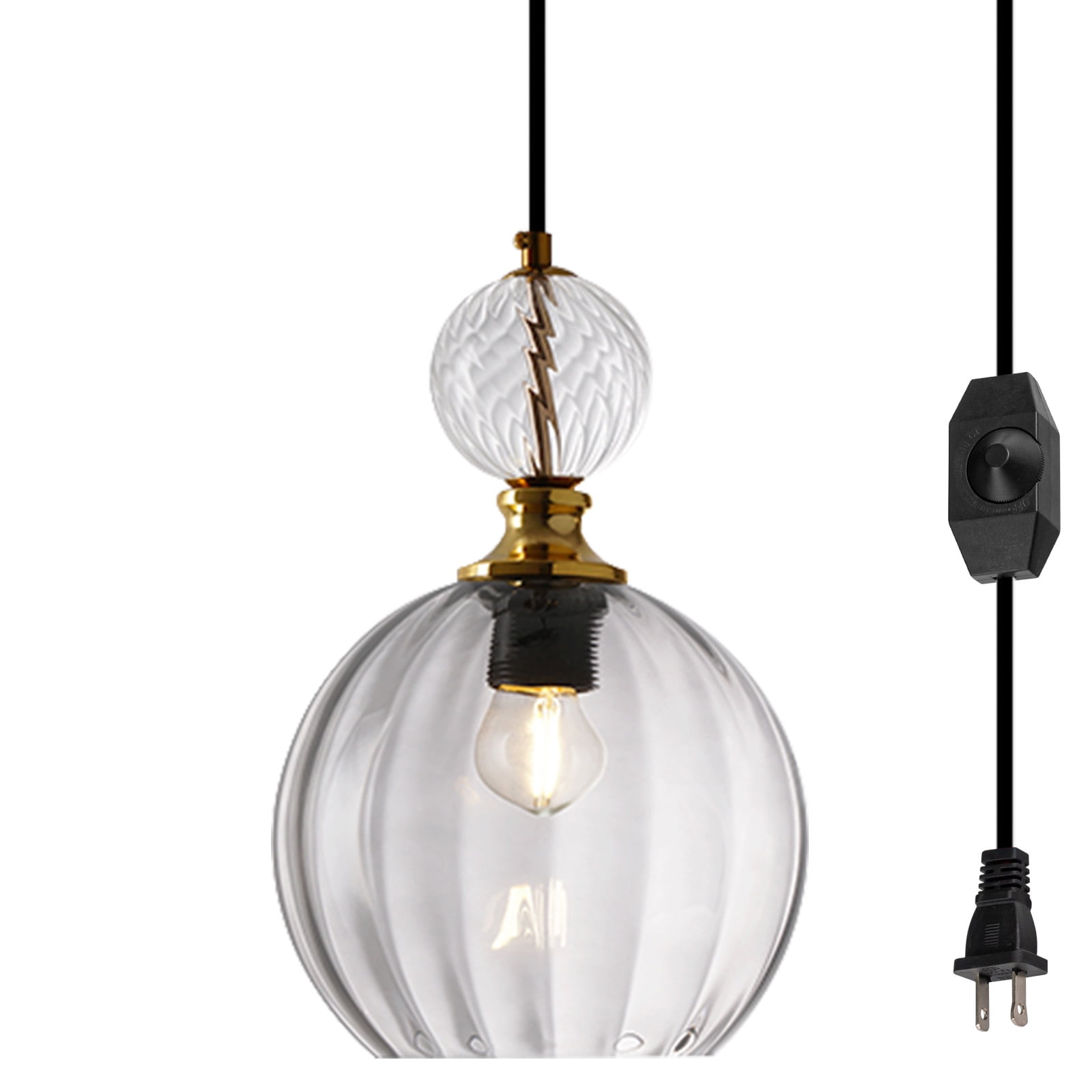 Kiven Plug in Pendant Light,Modern Hanging Light with Grey Glass Shade ...