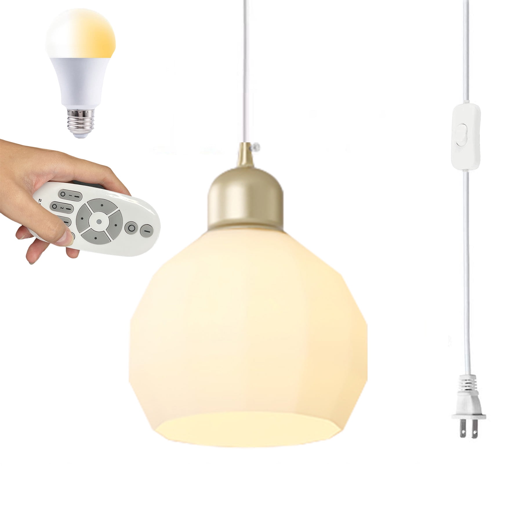 Kiven Plug in Pendant Light, Modern Hanging Light with Remote Control ...