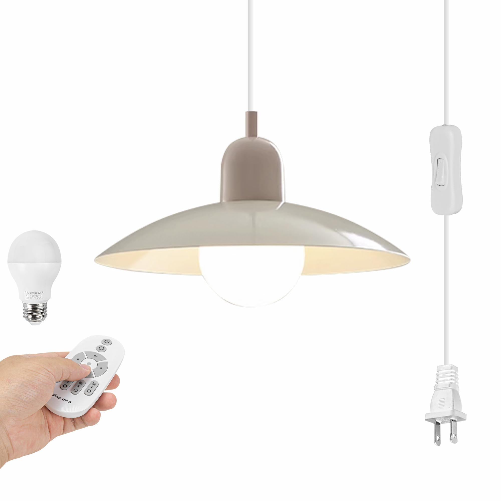 Kiven Plug in Pendant Light, Modern Pink Hanging Light Fixture with ...