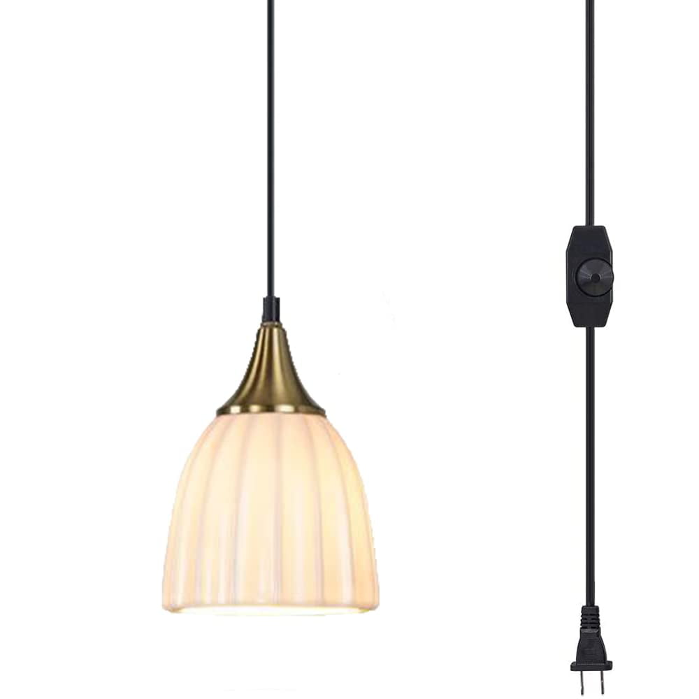 Kiven Plug in Pendant Light, Pink Modern Hanging Light Fixture with ...