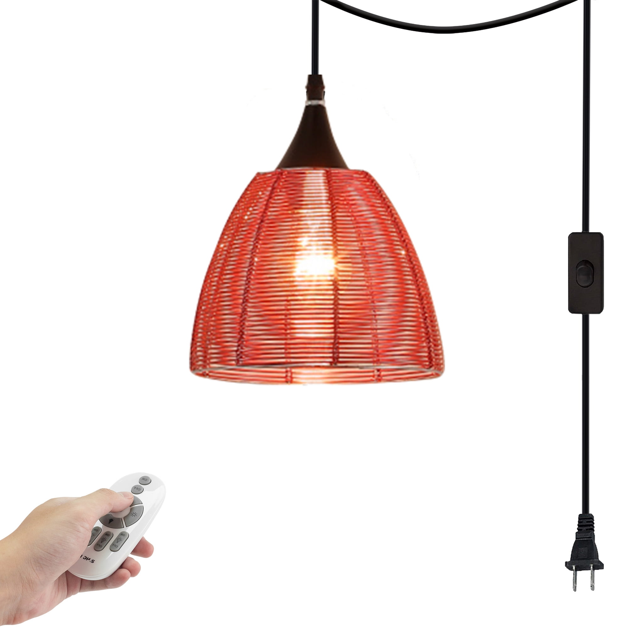 Kiven Plug in Pendant Light with Remote,Dimmable Hanging Light with ...