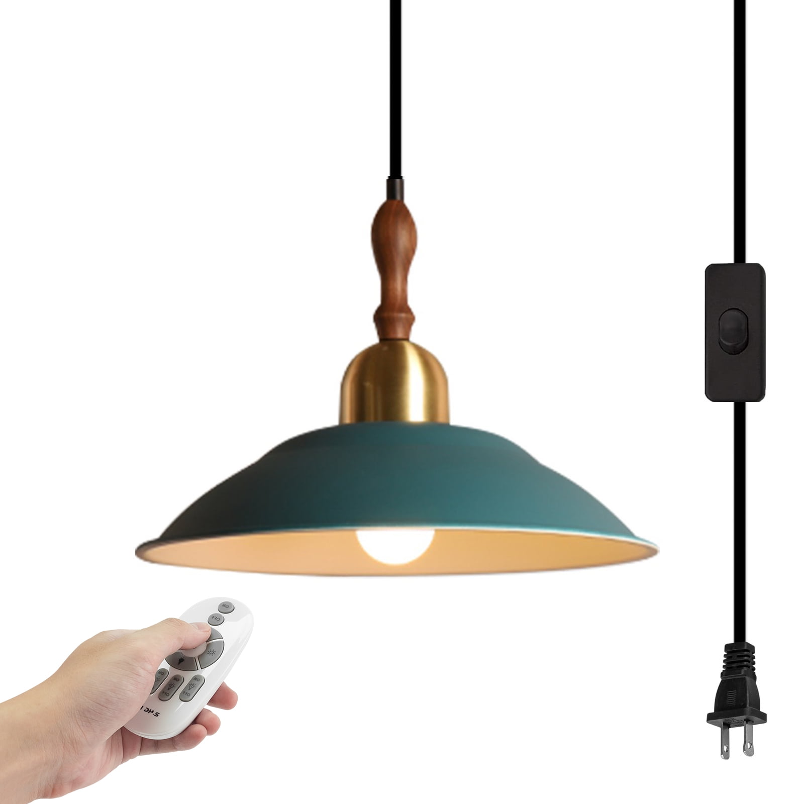 Kiven Plug in Pendant Light with Remote,Dimmable Hanging Light with ...