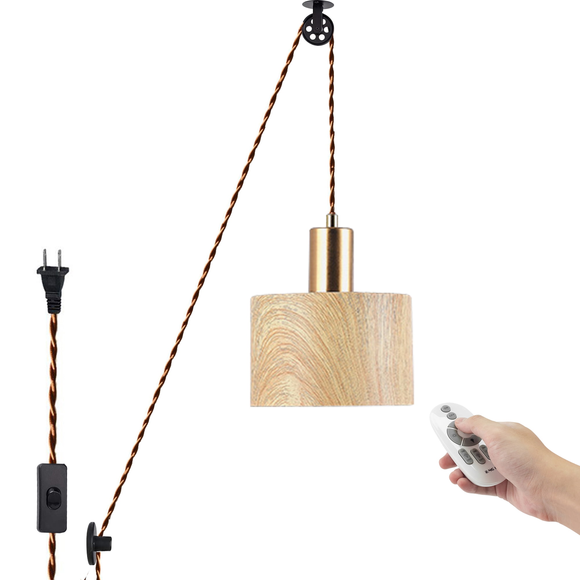 Kiven Plug in Pendant Light with Remote,Dimmable Hanging Light with ...