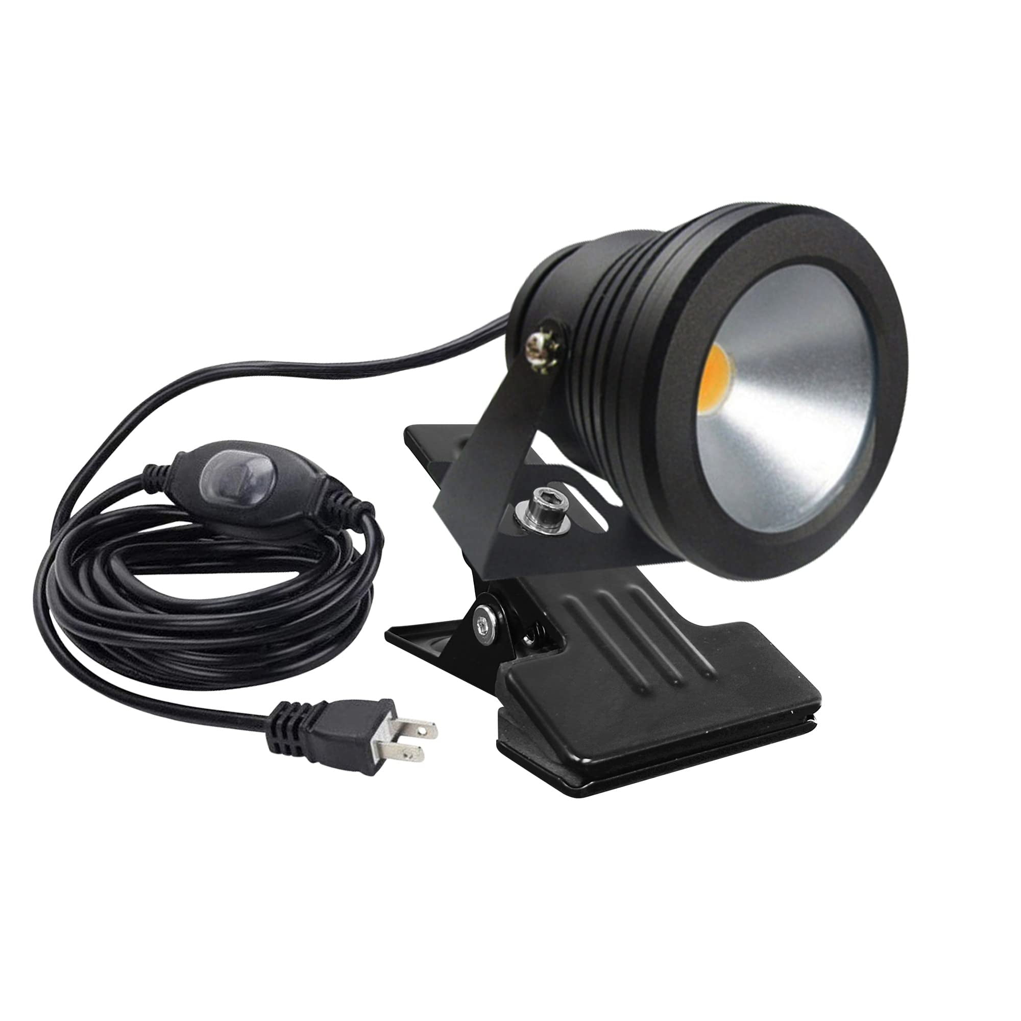 Kiven Plug in Spotlight 10W Waterproof LED Clip-on Light, Black Finish ...