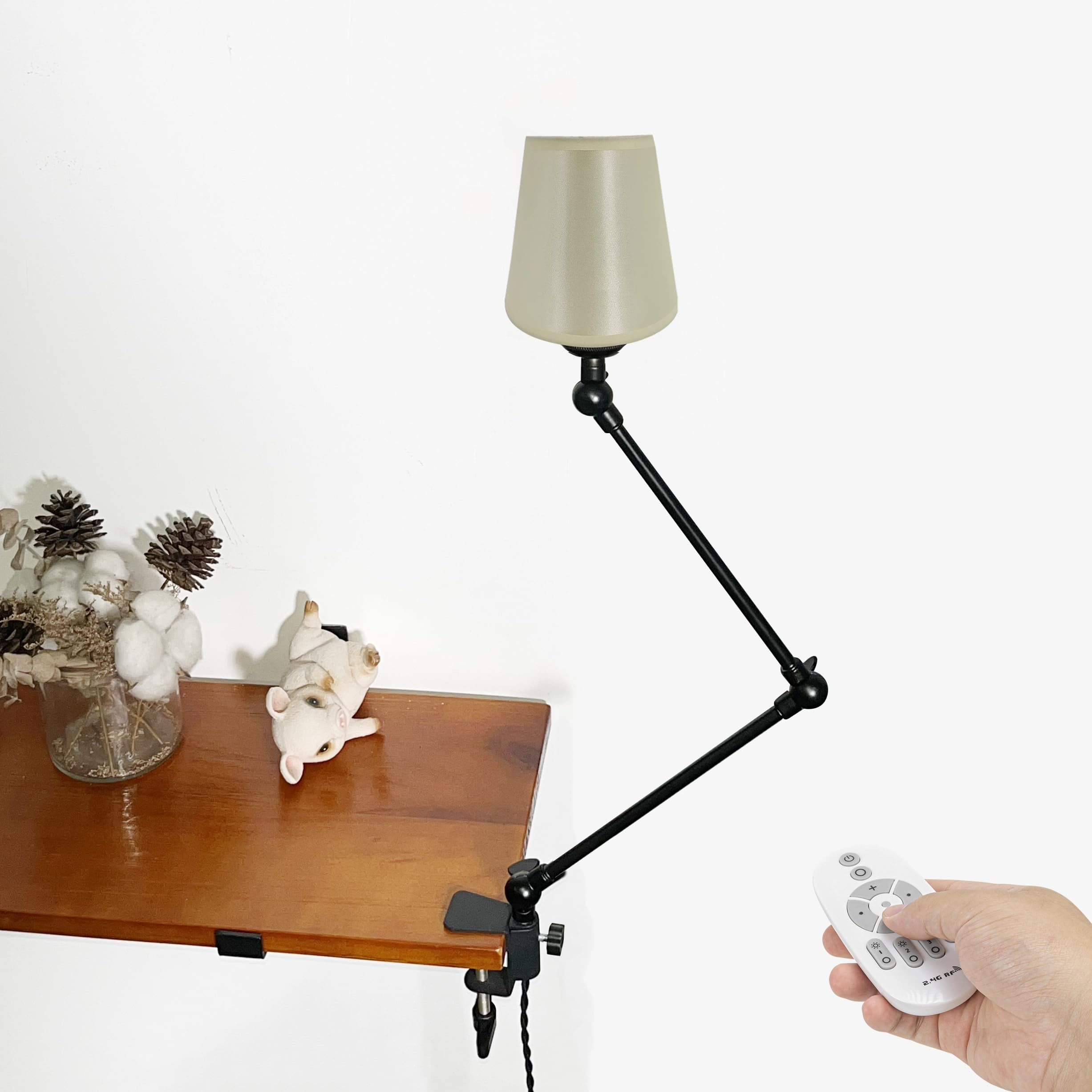 Kiven Plug-in Clamp Table Lamp, 1-Light Dimmable Swing Arm Desk Lamp ...