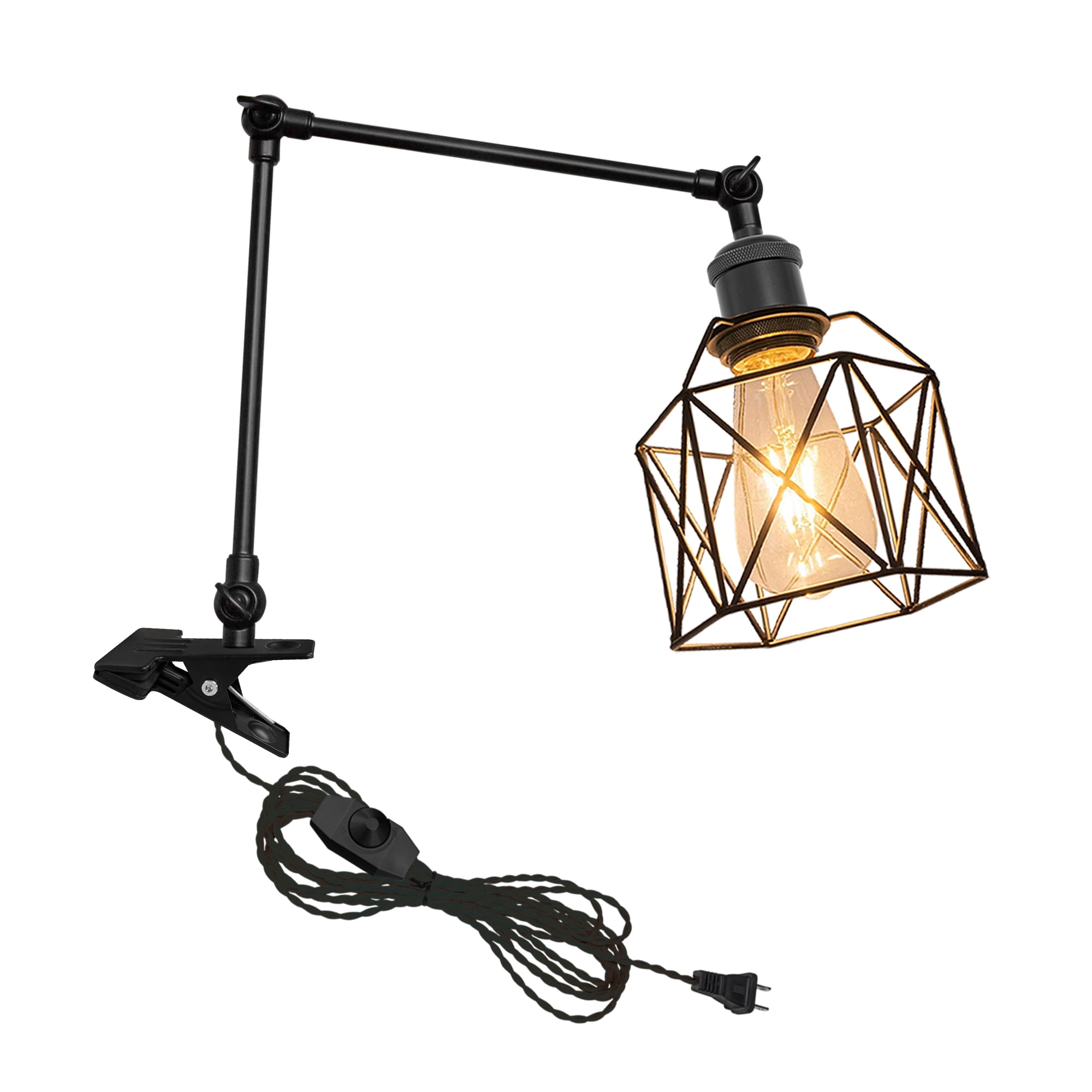 Kiven Plug-in Industrial Clip-on Desk Lamp, 1-Light Nightstand Lamp ...