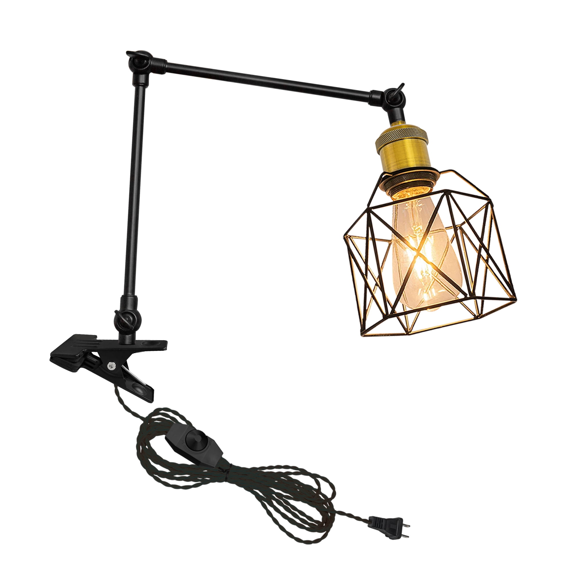 Kiven Plug-in Industrial Clip-on Desk Lamp, 1-Light Nightstand Lamp ...