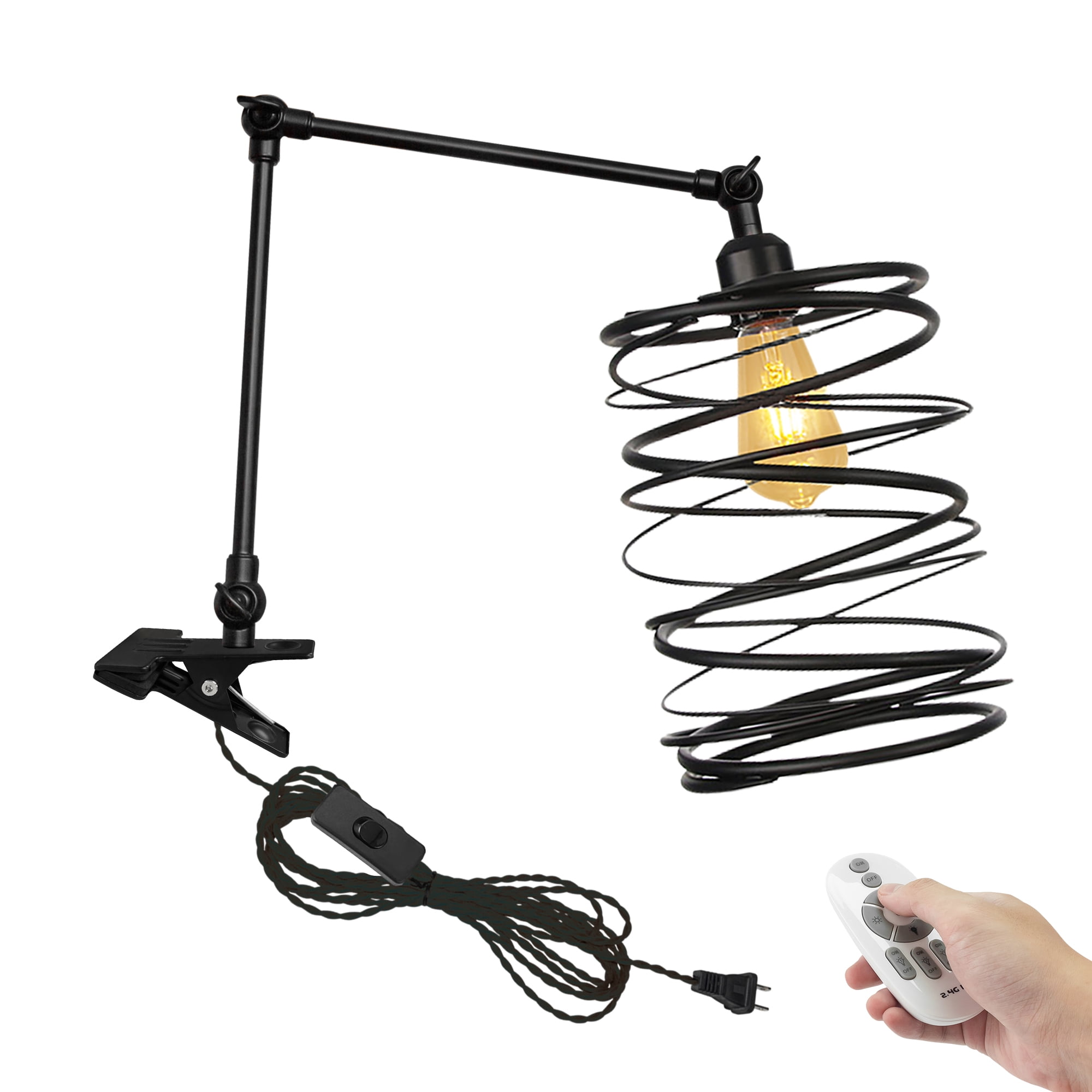 Kiven Plug-in Modern Clip-on Desk Lamp, 1-Light Dimmable Nightstand ...