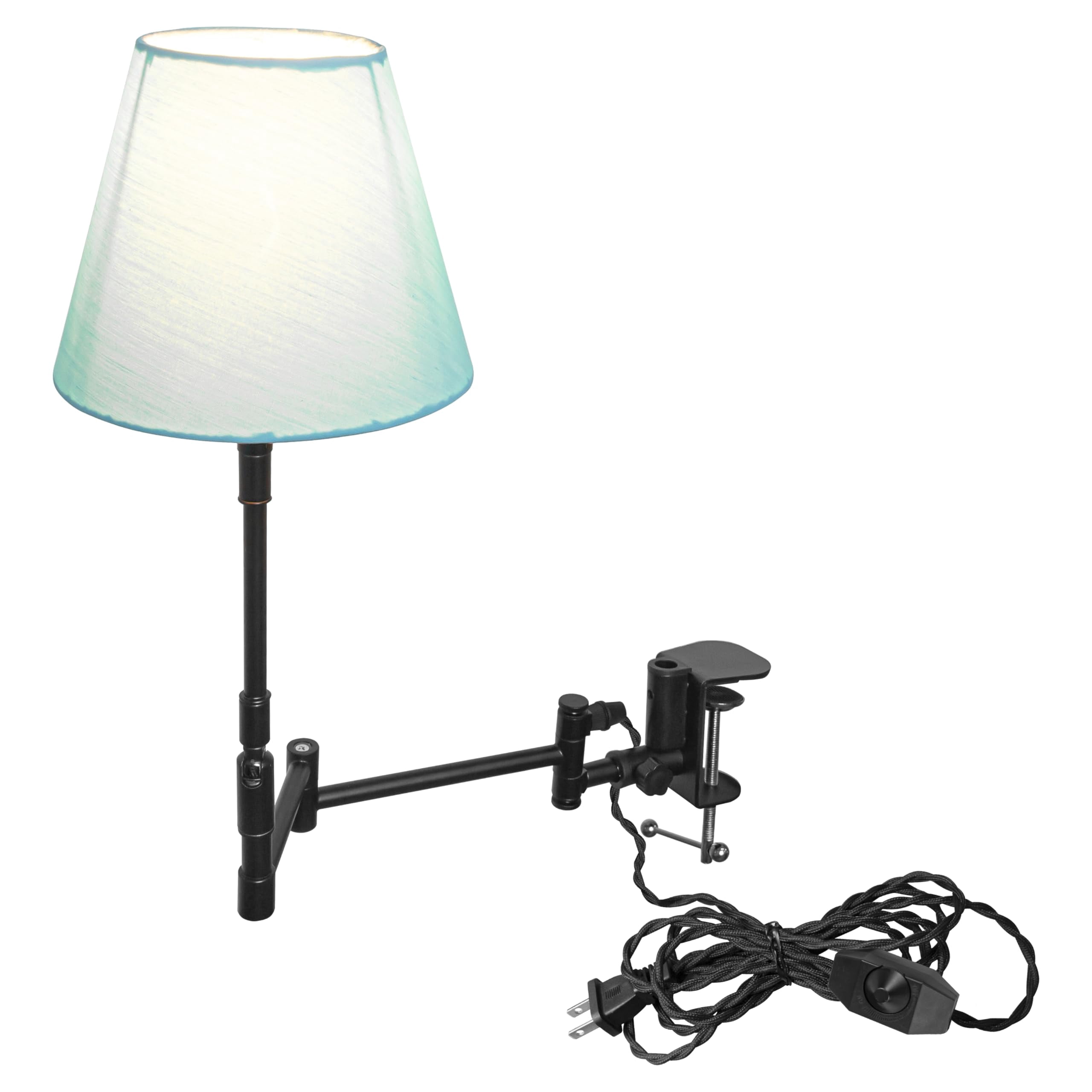Kiven Plug-in Modern Clip-on Desk Lamp, 1-Light Fabric Nightstand Lamp ...