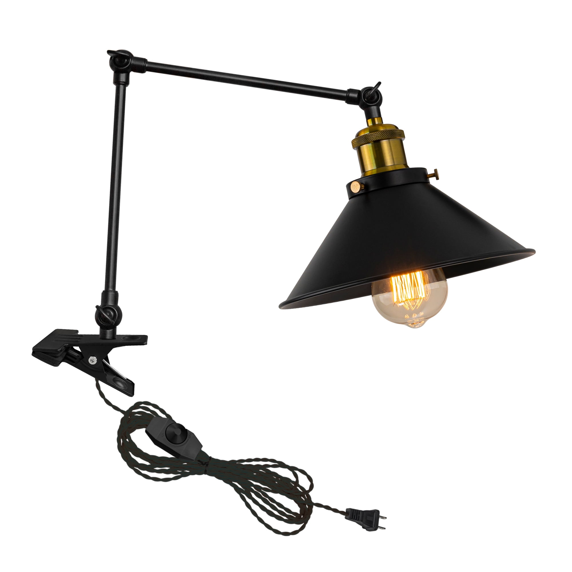 Kiven Plug-in Modern Clip-on Desk Lamp, 1-Light Nightstand Lamp with ...