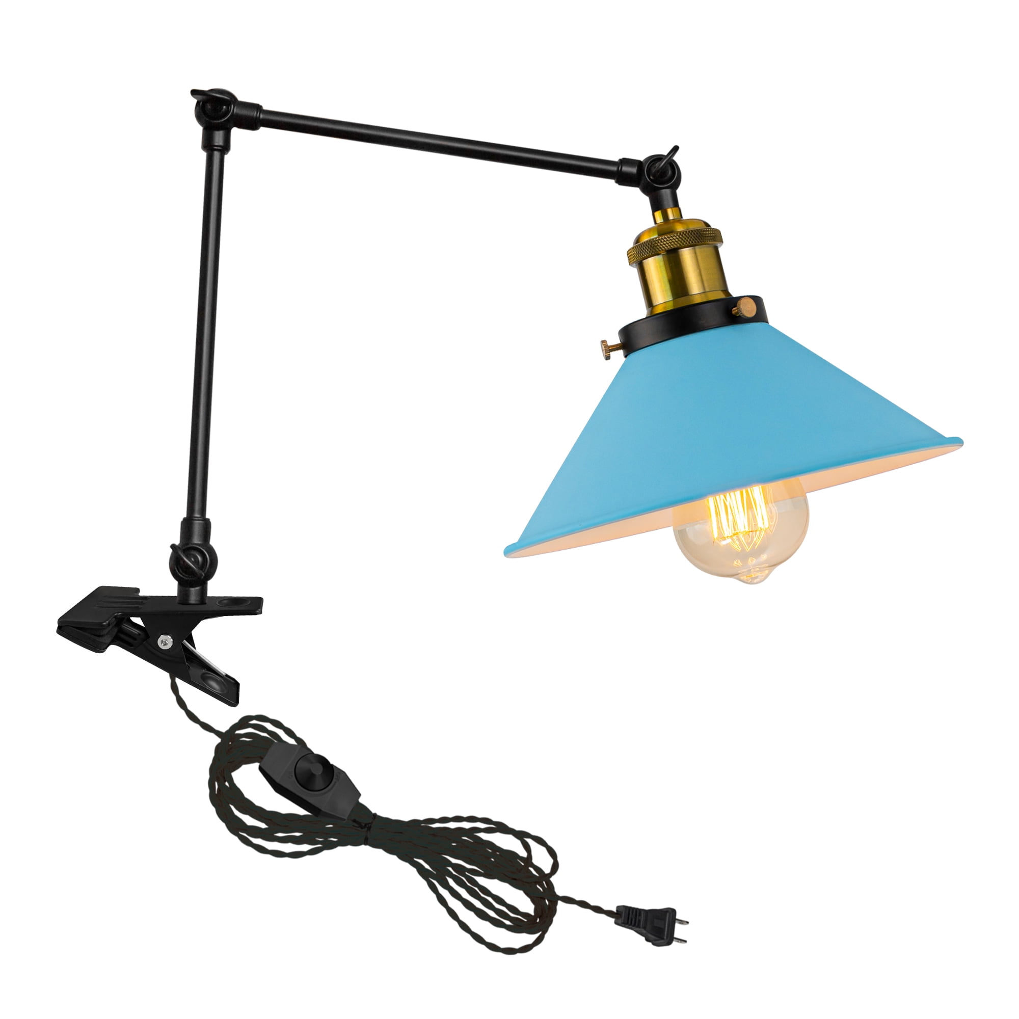 Kiven Plug-in Modern Clip-on Desk Lamp, 1-Light Nightstand Lamp with ...