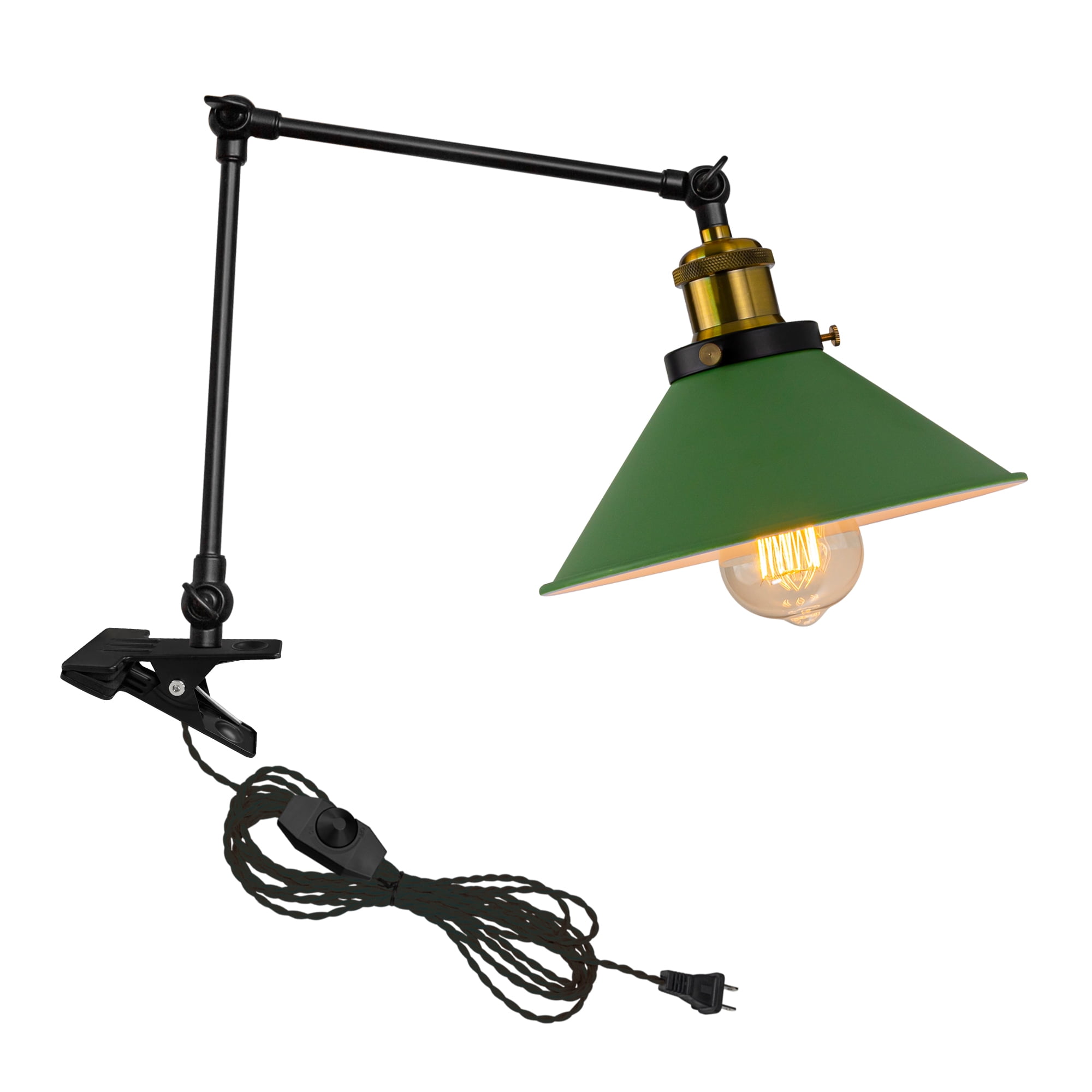 Kiven Plug-in Modern Clip-on Desk Lamp, 1-Light Nightstand Lamp with ...