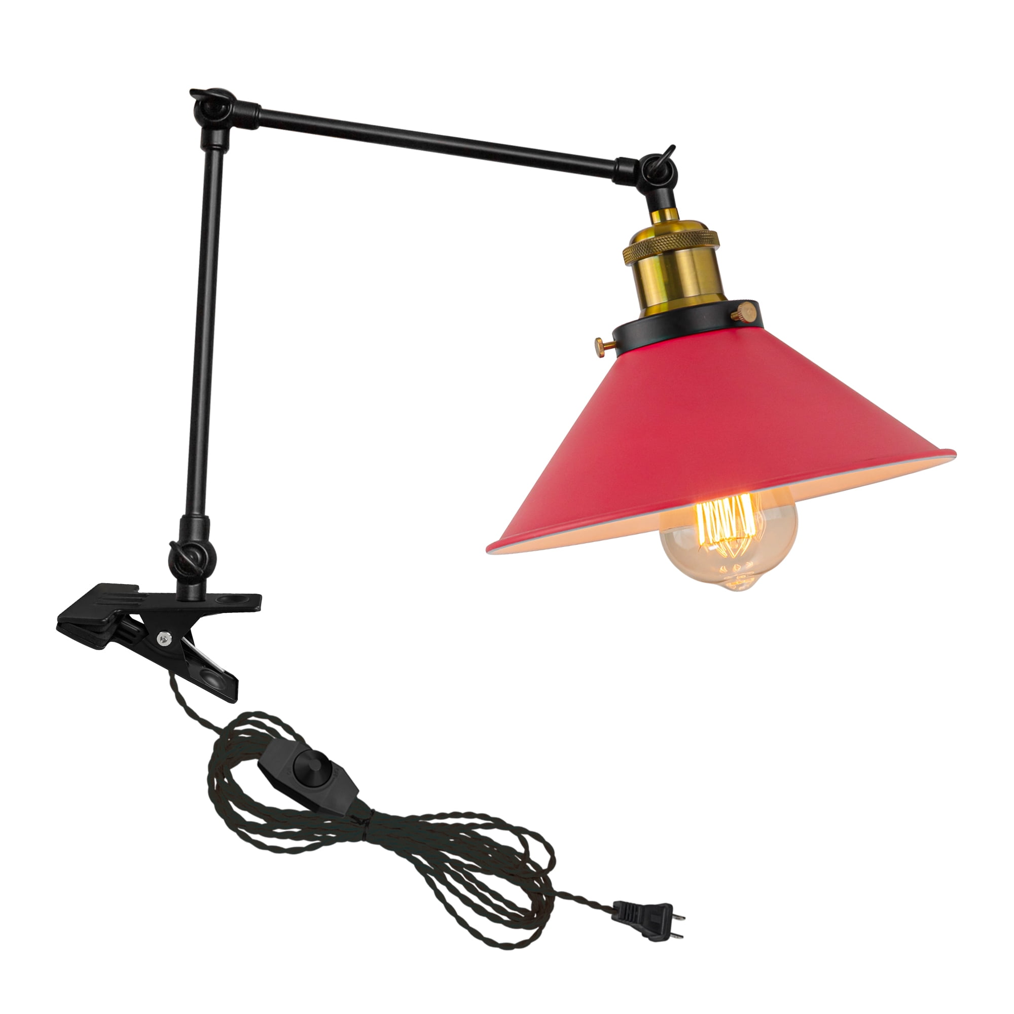 Kiven Plug-in Modern Clip-on Desk Lamp, 1-Light Nightstand Lamp with ...