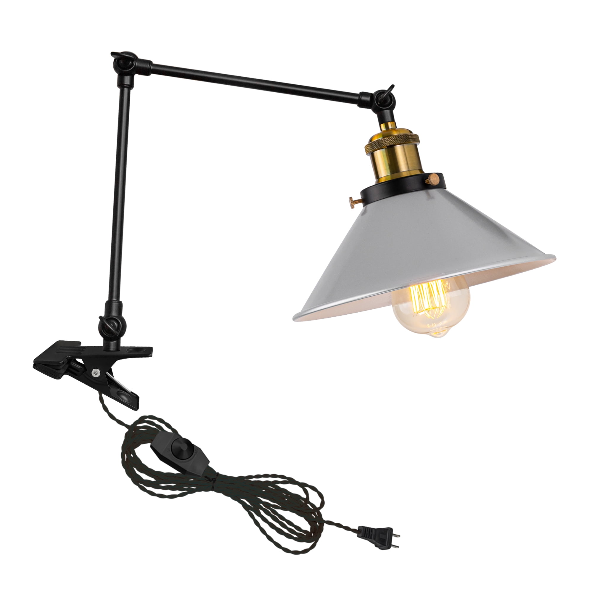 Kiven Plug-in Modern Clip-on Desk Lamp, 1-Light Nightstand Lamp with ...