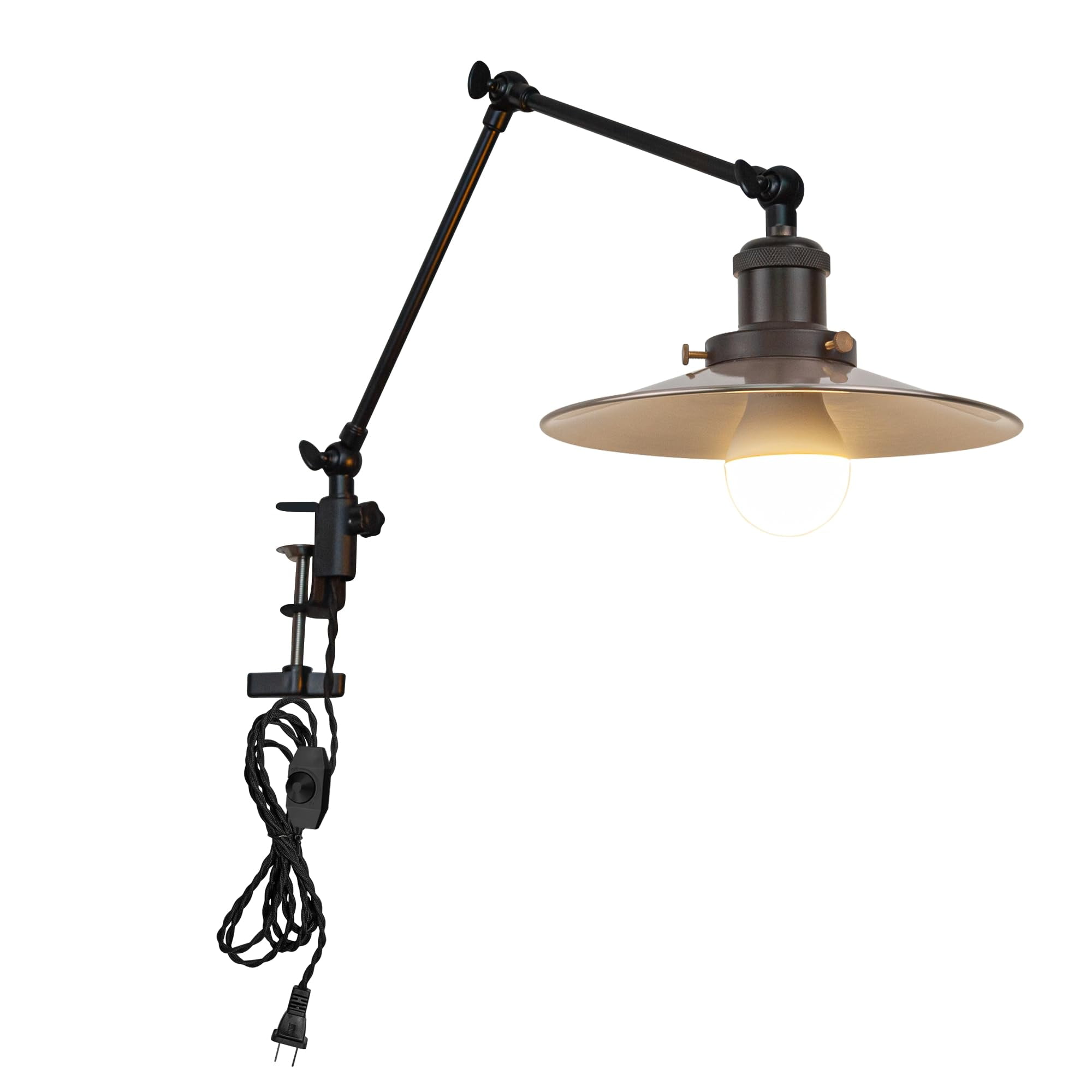 Kiven Plug-in Modern Clip-on Desk Lamp, 1-Light Nightstand Lamp with ...