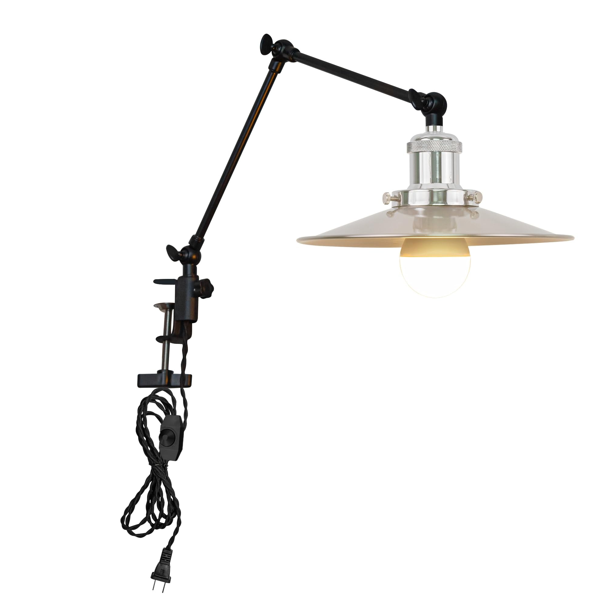 Kiven Plug-in Modern Clip-on Desk Lamp, 1-Light Nightstand Lamp with ...