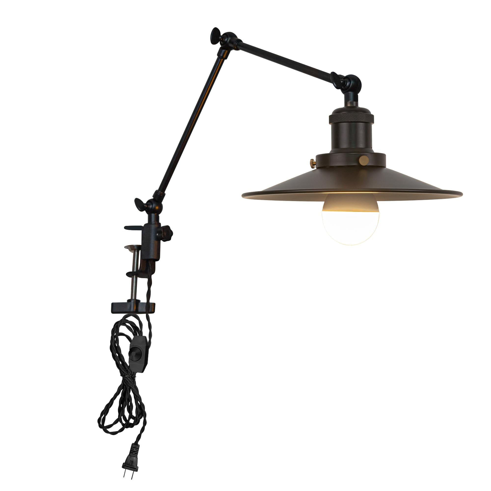 Kiven Plug-in Modern Clip-on Desk Lamp, 1-Light Nightstand Lamp with ...