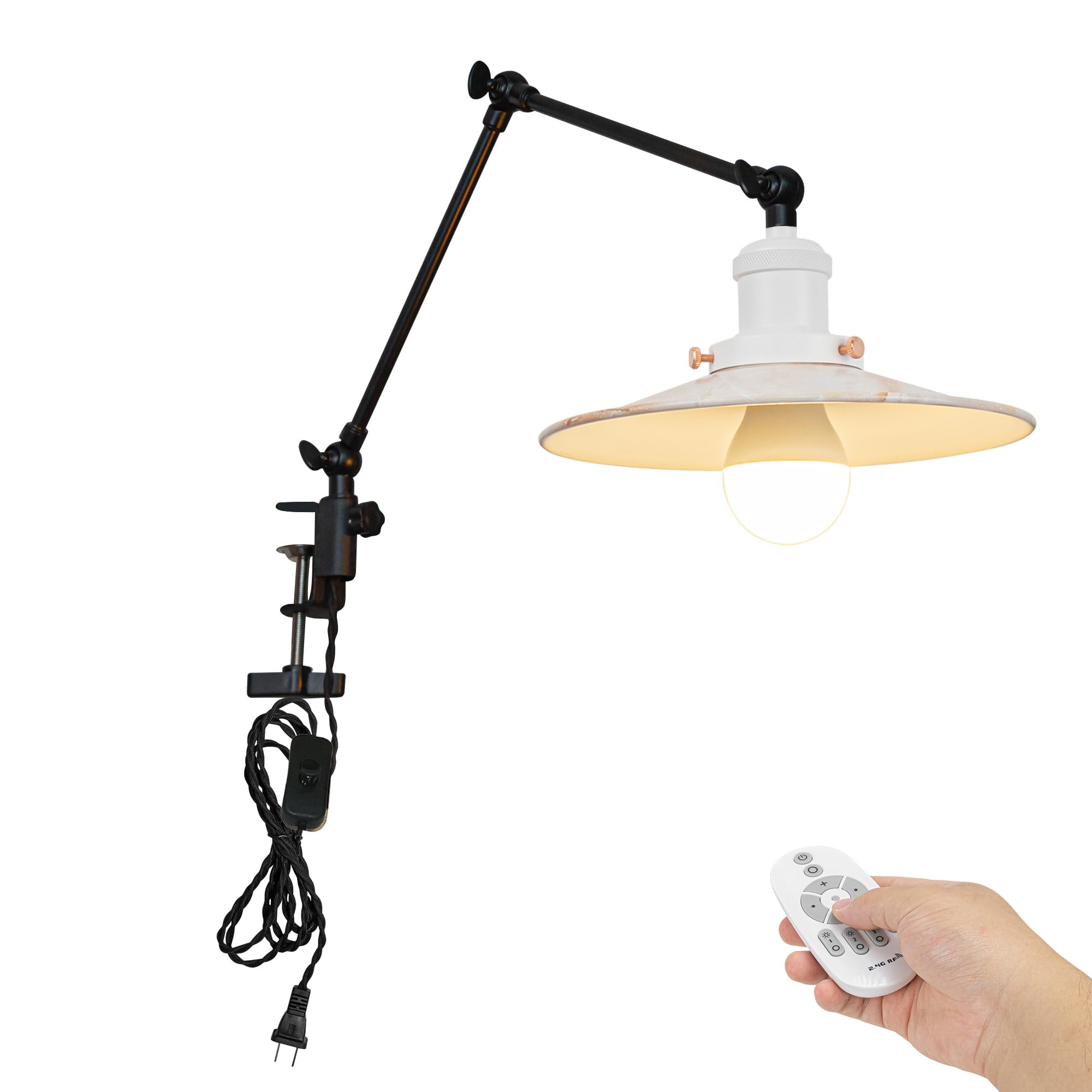 Kiven Plug-in Modern Clip-on Desk Lamp, 1-Light Nightstand Lamp with ...