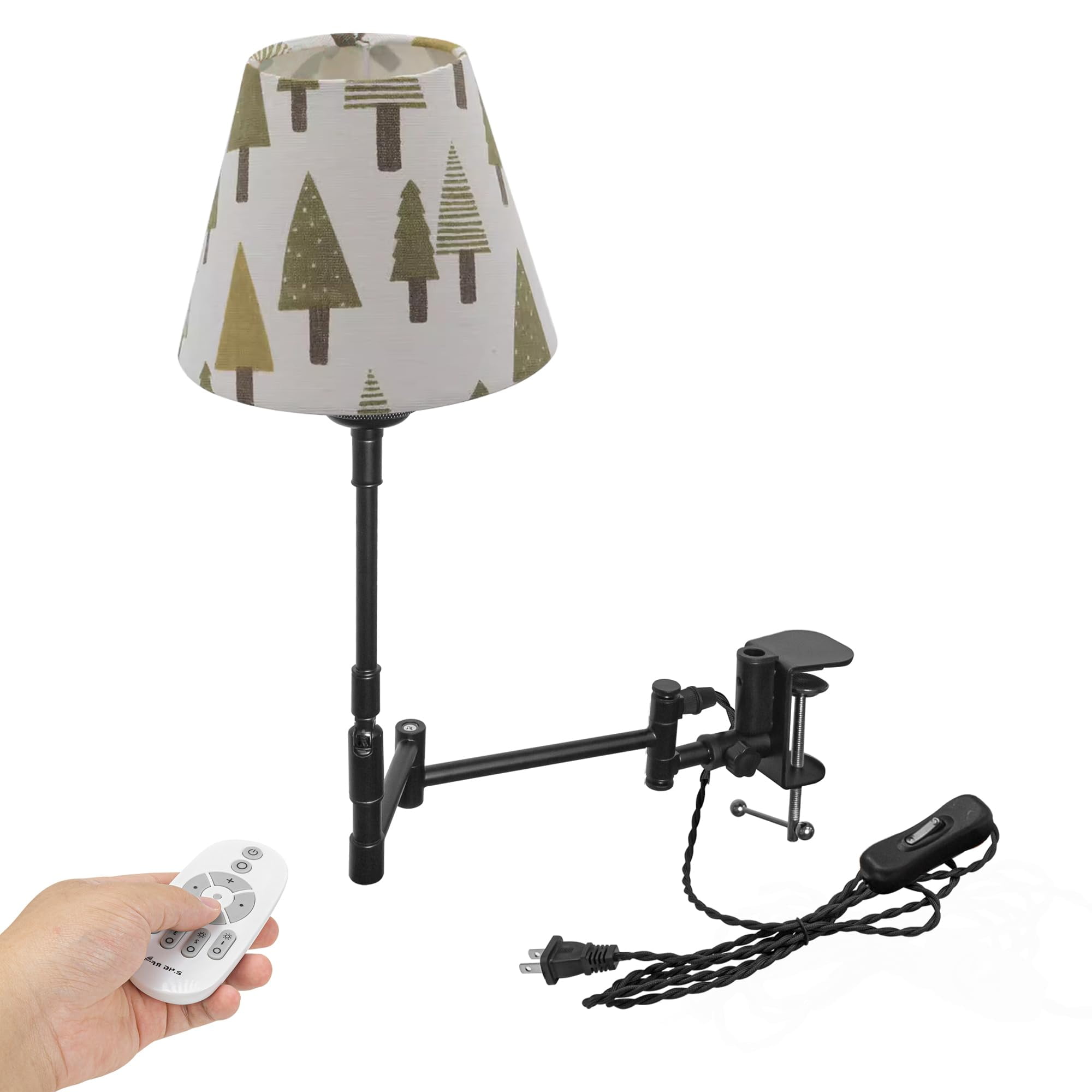 Kiven Plug-in Modern Clip-on Desk Lamp, 1-Light Off-white Fabric ...