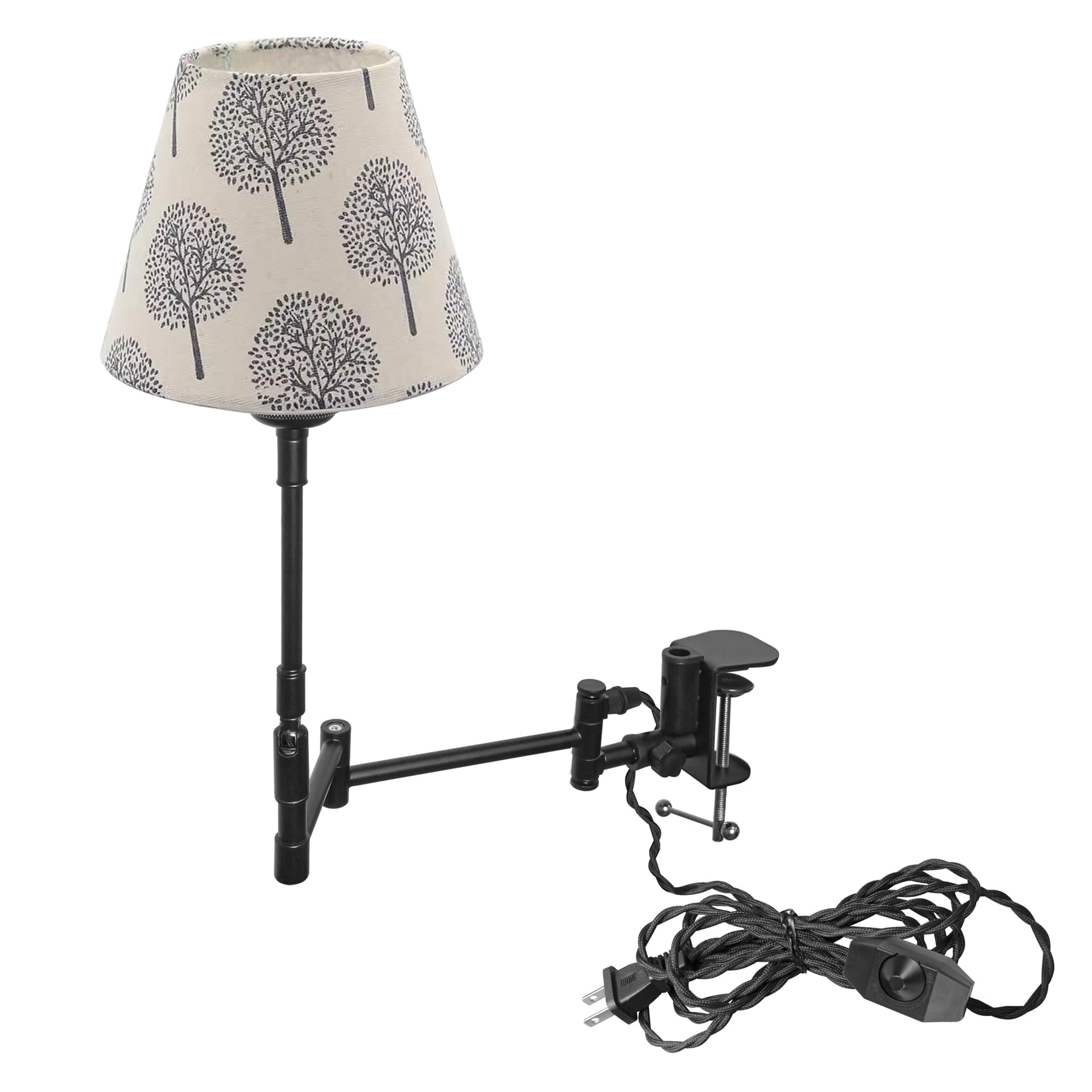 Kiven Plug-in Modern Clip-on Desk Lamp, 1-Light Off-white Fabric ...