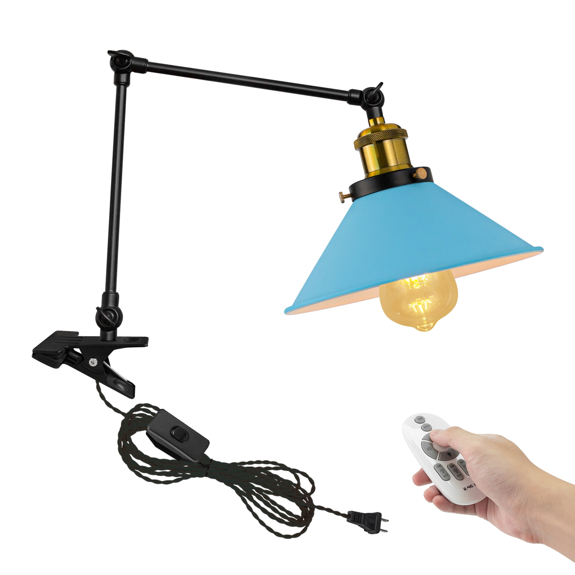 Kiven Plug-in Modern Clip-on Desk Lamp with Remote Control, 1-Light ...