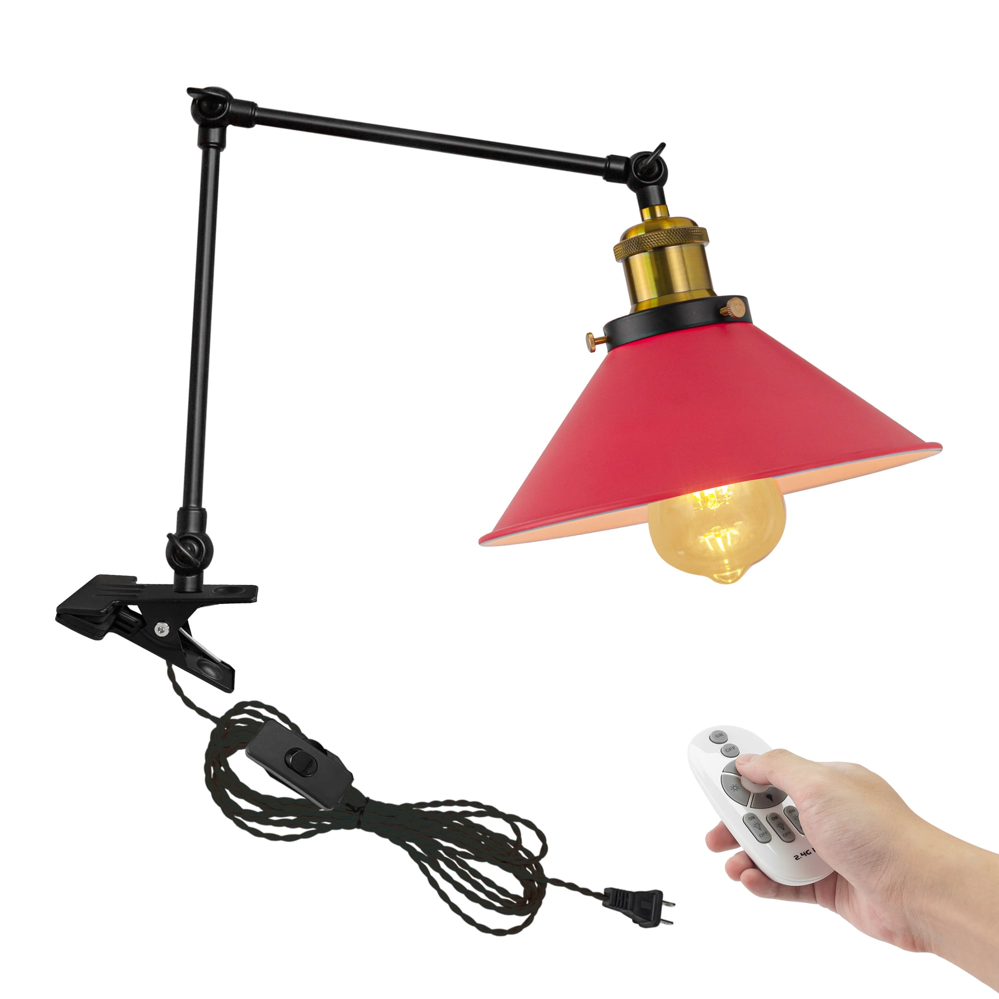 Kiven Plug-in Modern Clip-on Desk Lamp with Remote Control, 1-Light ...