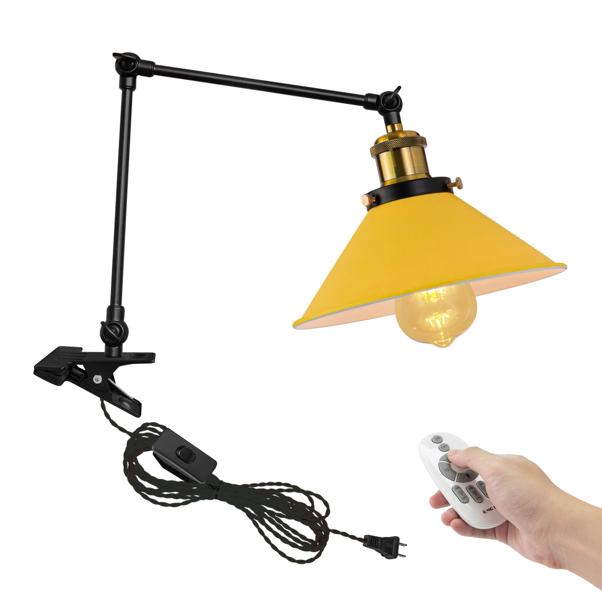 Kiven Plug-in Modern Clip-on Desk Lamp with Remote Control, 1-Light ...