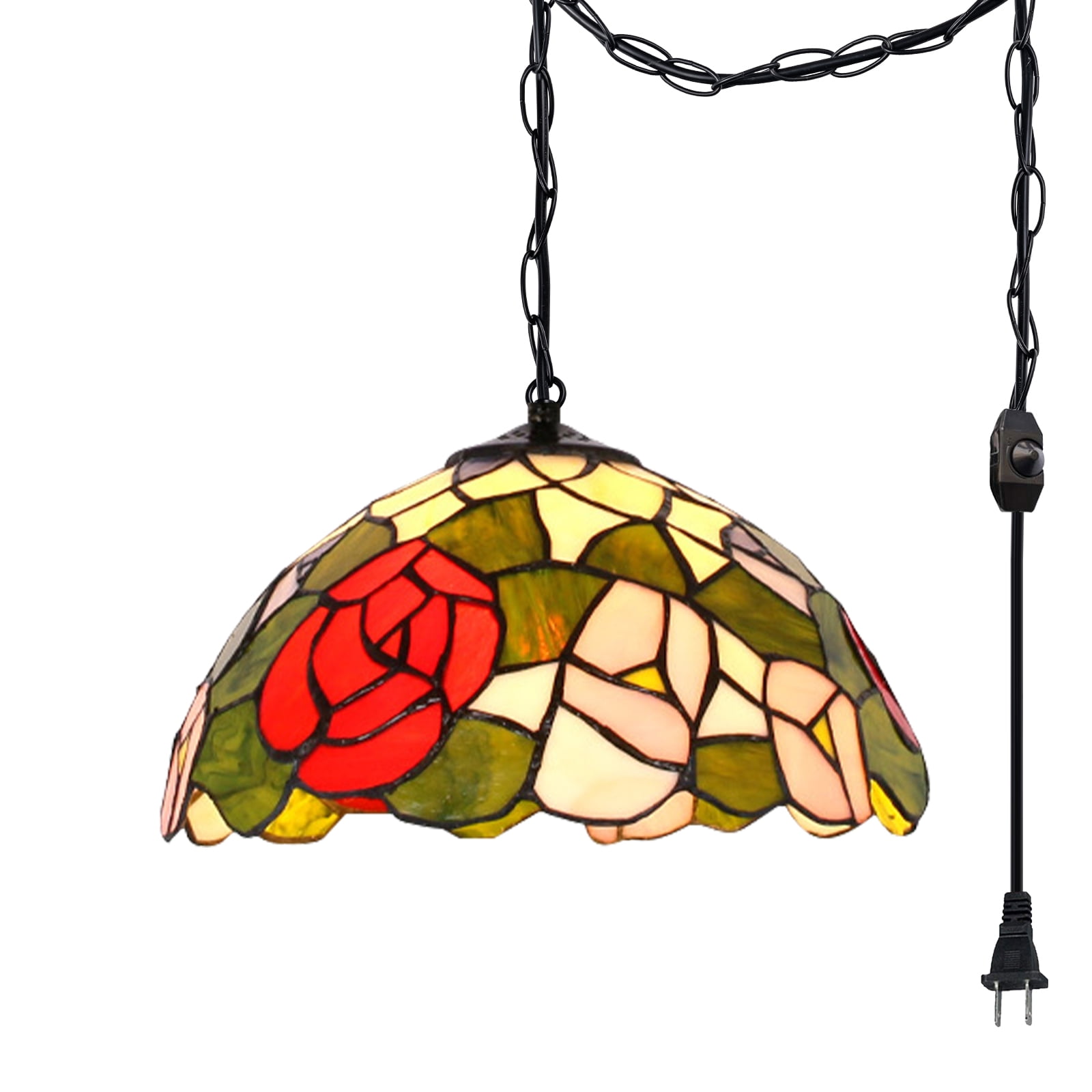 Kiven Plug in Pendant Light,Classic Hanging Light with Glass Lampshade ...