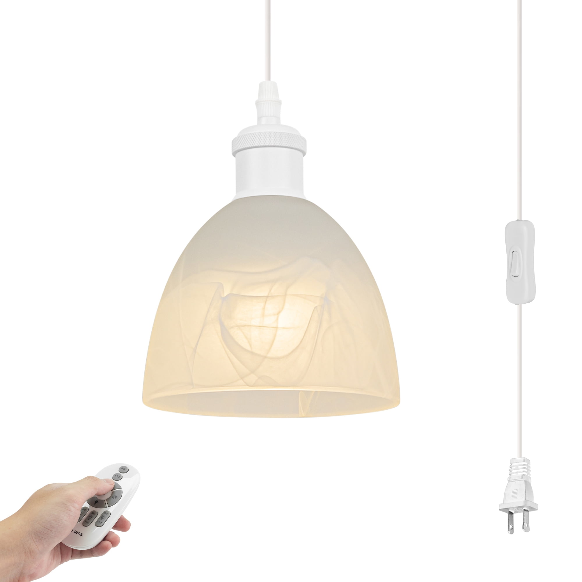 Kiven Plug in Pendant Light,Dimmable Modern Hanging Light with Glass ...
