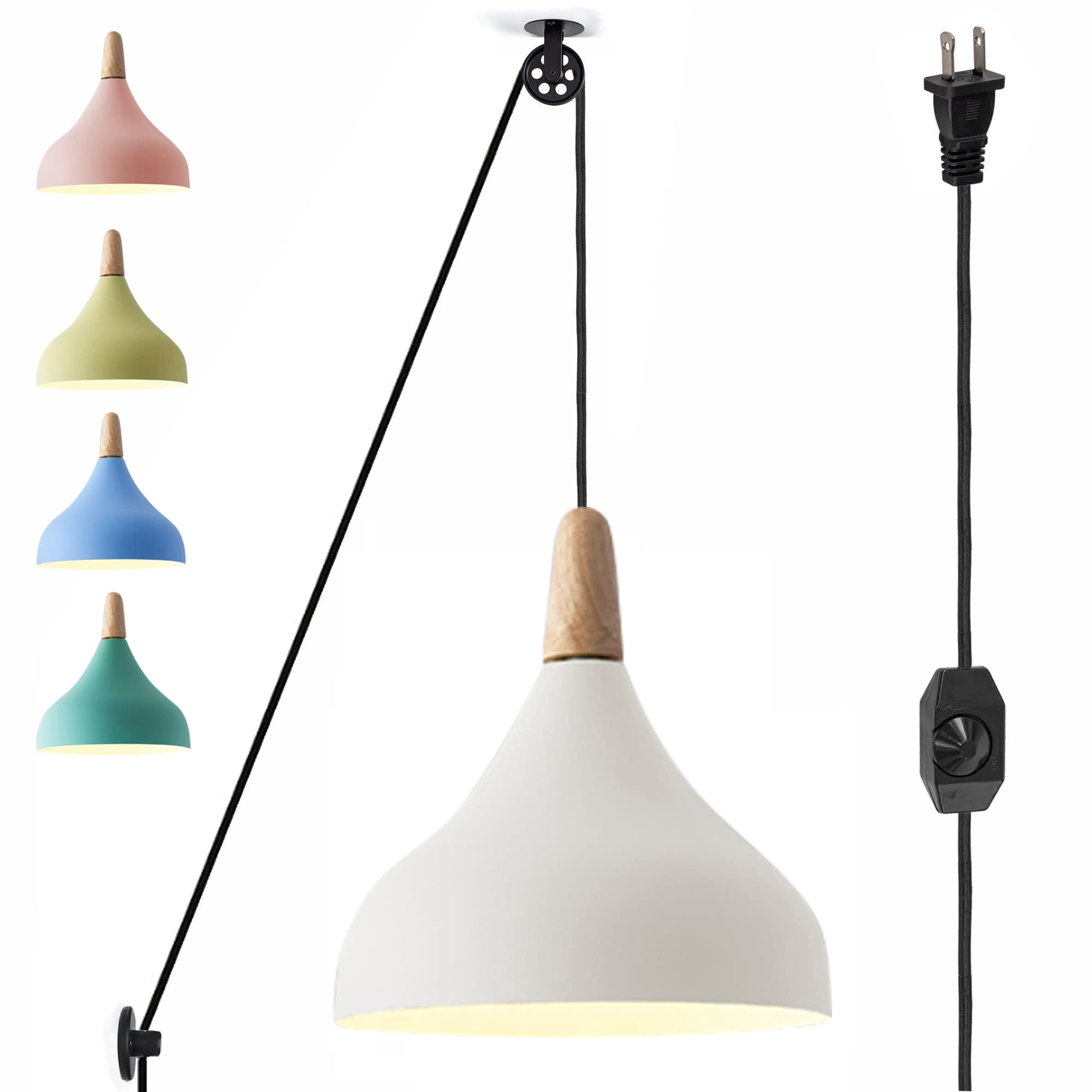 Kiven Plug-in Pendant Light Industrial Pulley Pendant Light - Walmart.com