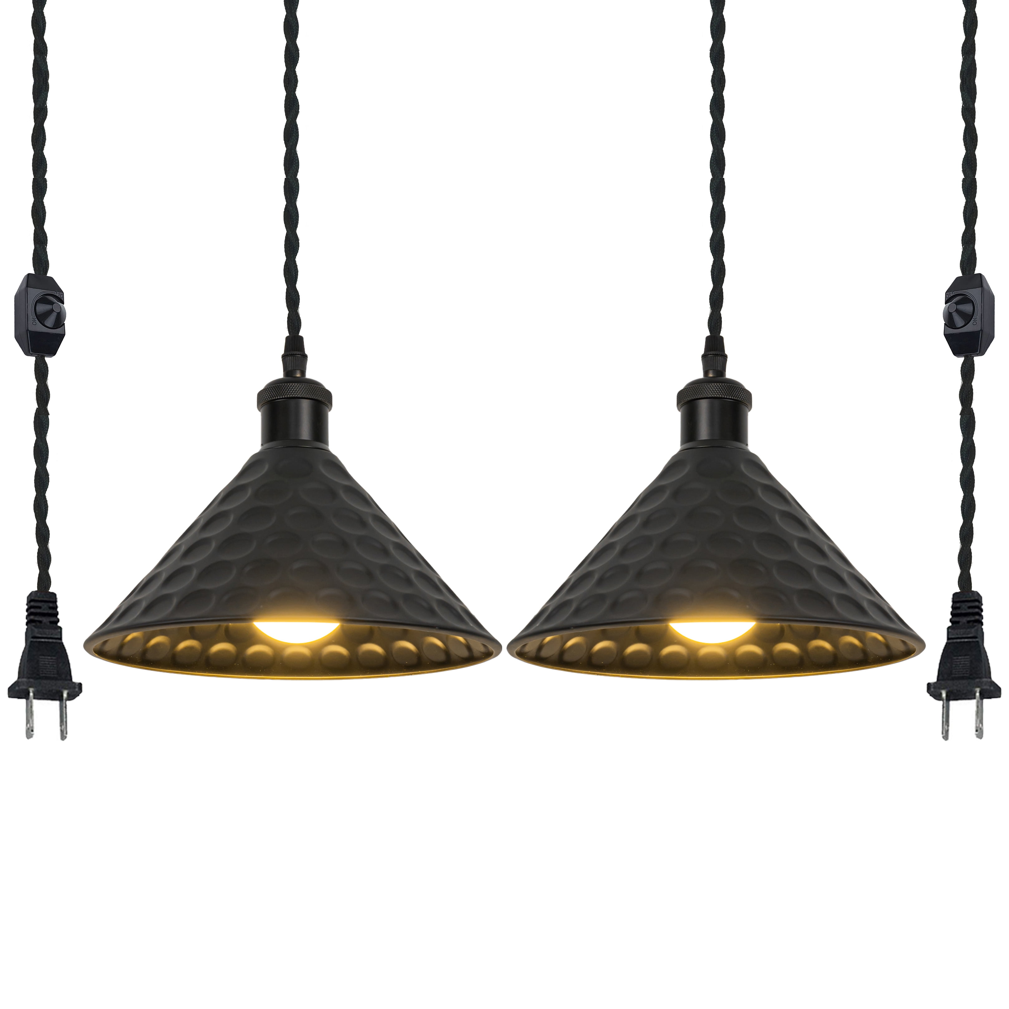 Kiven Plug in Pendant Light,Modern Hanging Light with Iron Lampshade ...