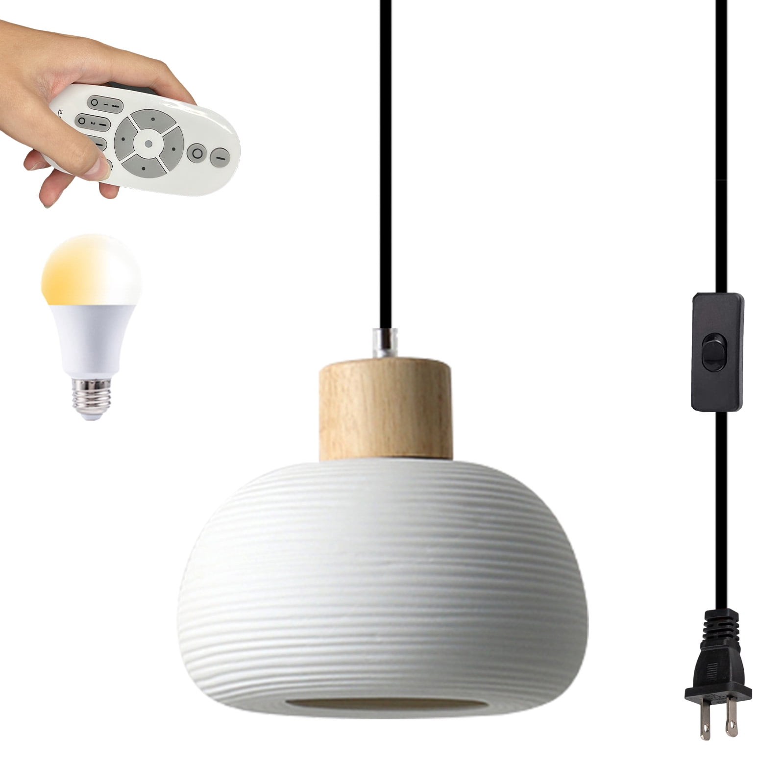 Kiven Plug in Pendant Light, Modern Hanging Light with Remote Control ...