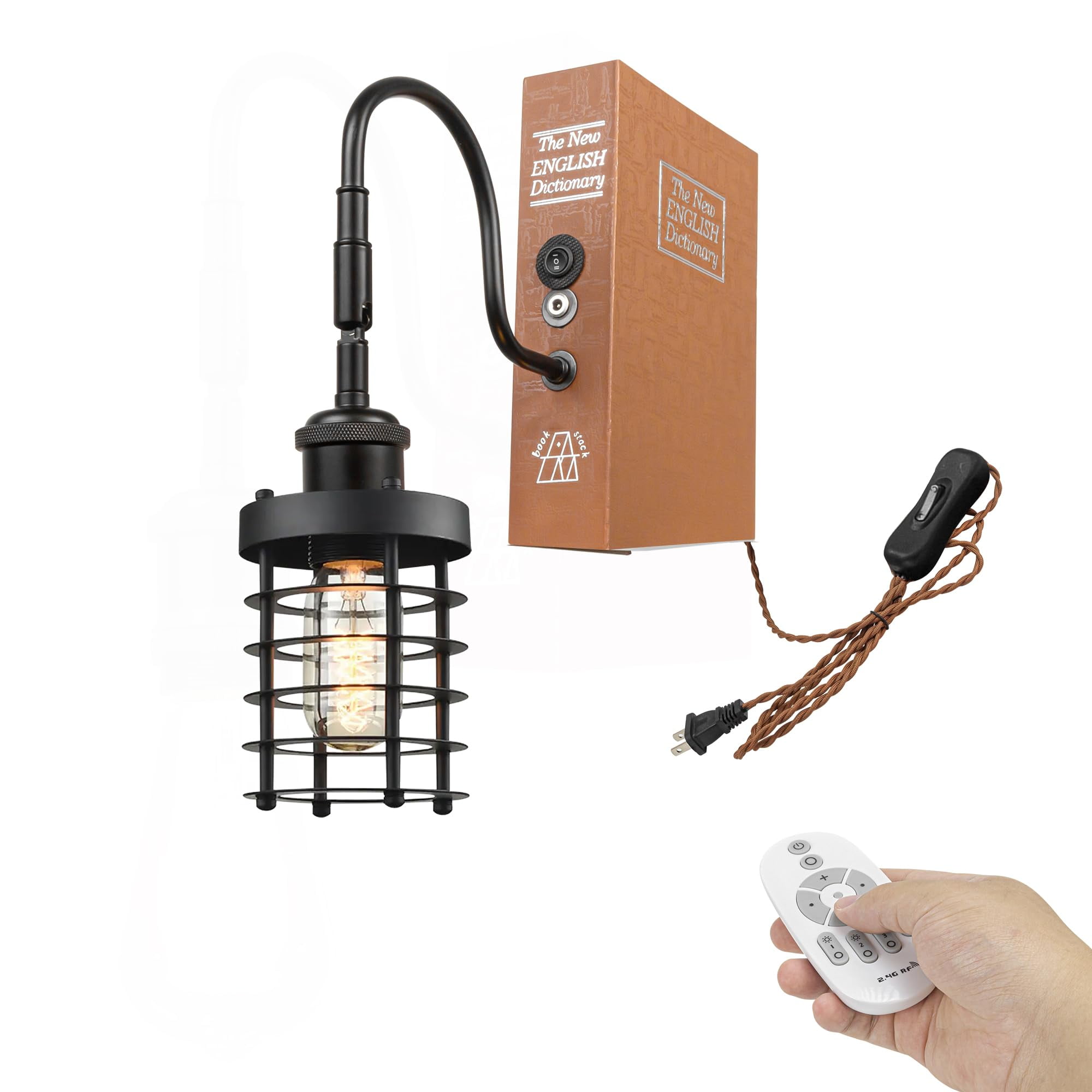 Kiven Plug-in Table Lamps, 1-Light Industrial Bookshelf Lamp with ...