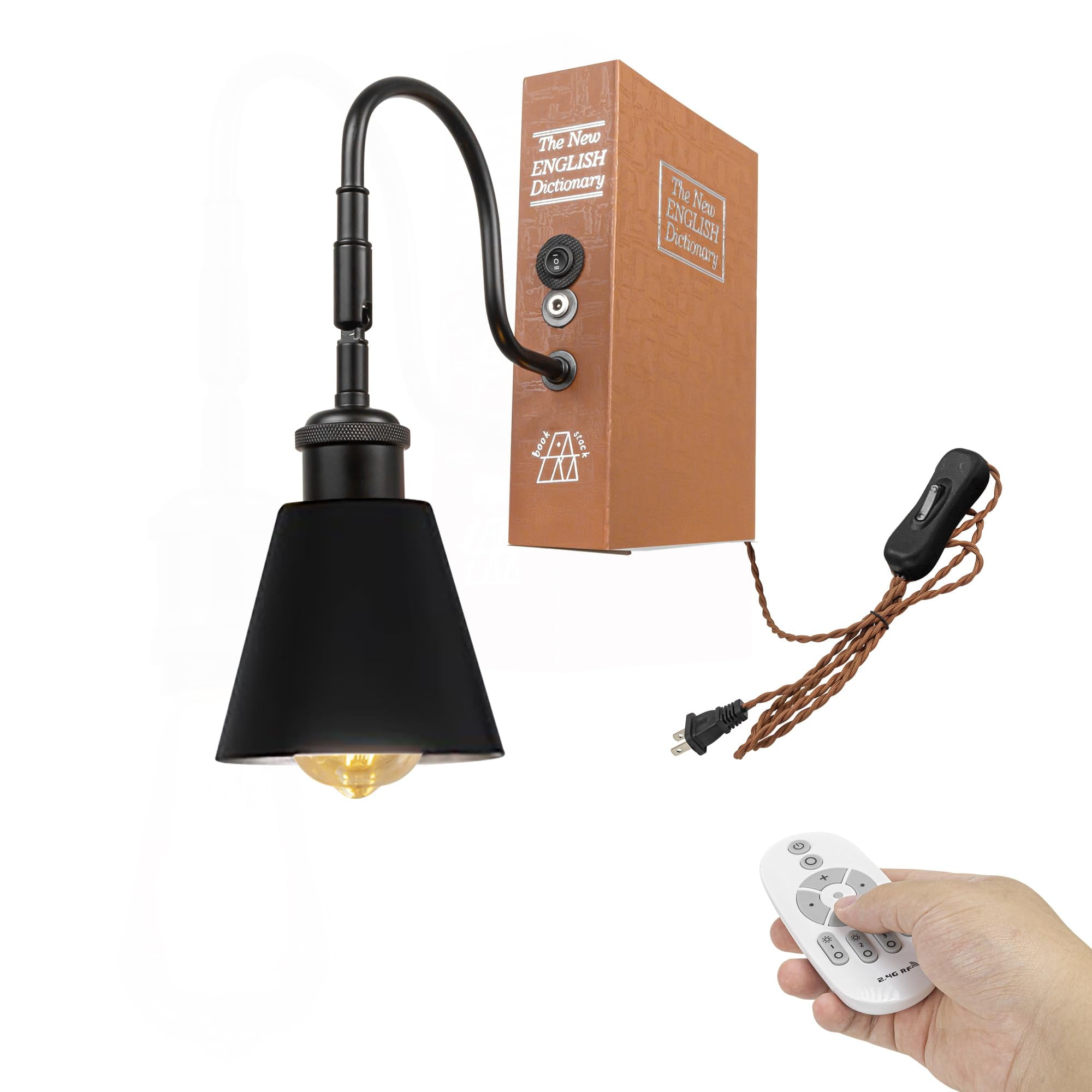 Kiven Plug-in Table Lamps, 1-Light Industrial Bookshelf Lamp with ...