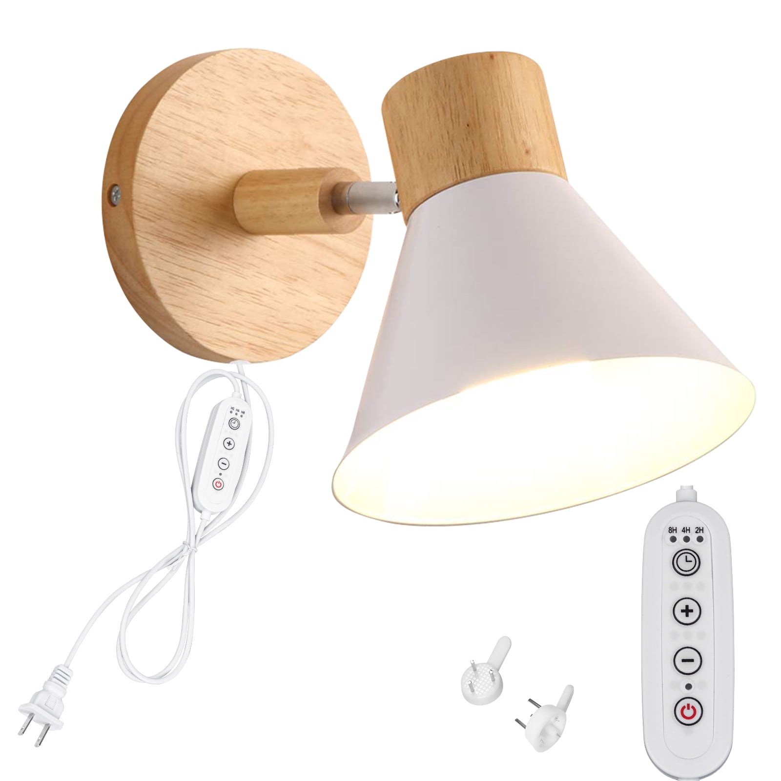 Kiven Plug in Wall Lamp,Dimmable Modern Plug in Wall Sconce with White ...