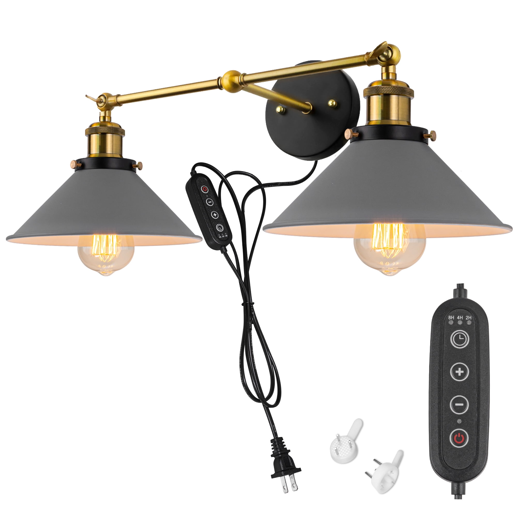 Kiven Plug in Wall Lamp Industrial Style Wall Sconce with Iron ...
