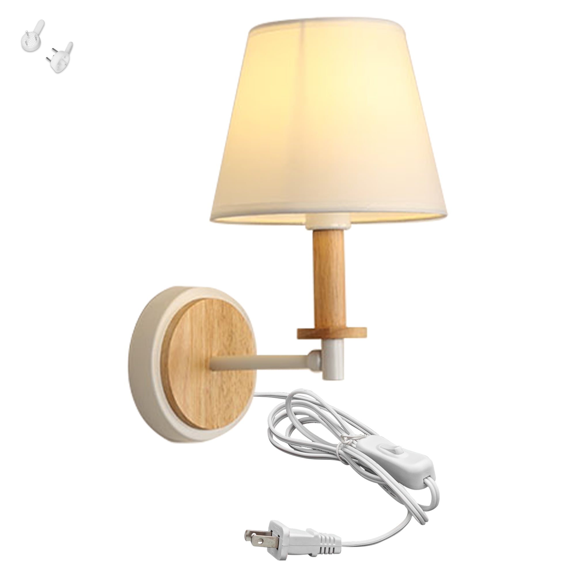 Kiven Plug in Wall Lamp, Modern Wall Sconce with Fabric Lampshade, 5 ...