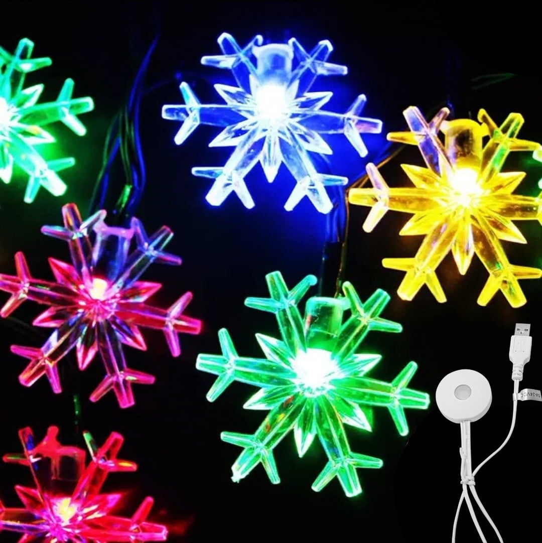 Kiven Snowflake Led String Lights,Multi Colored LED Curtain String ...